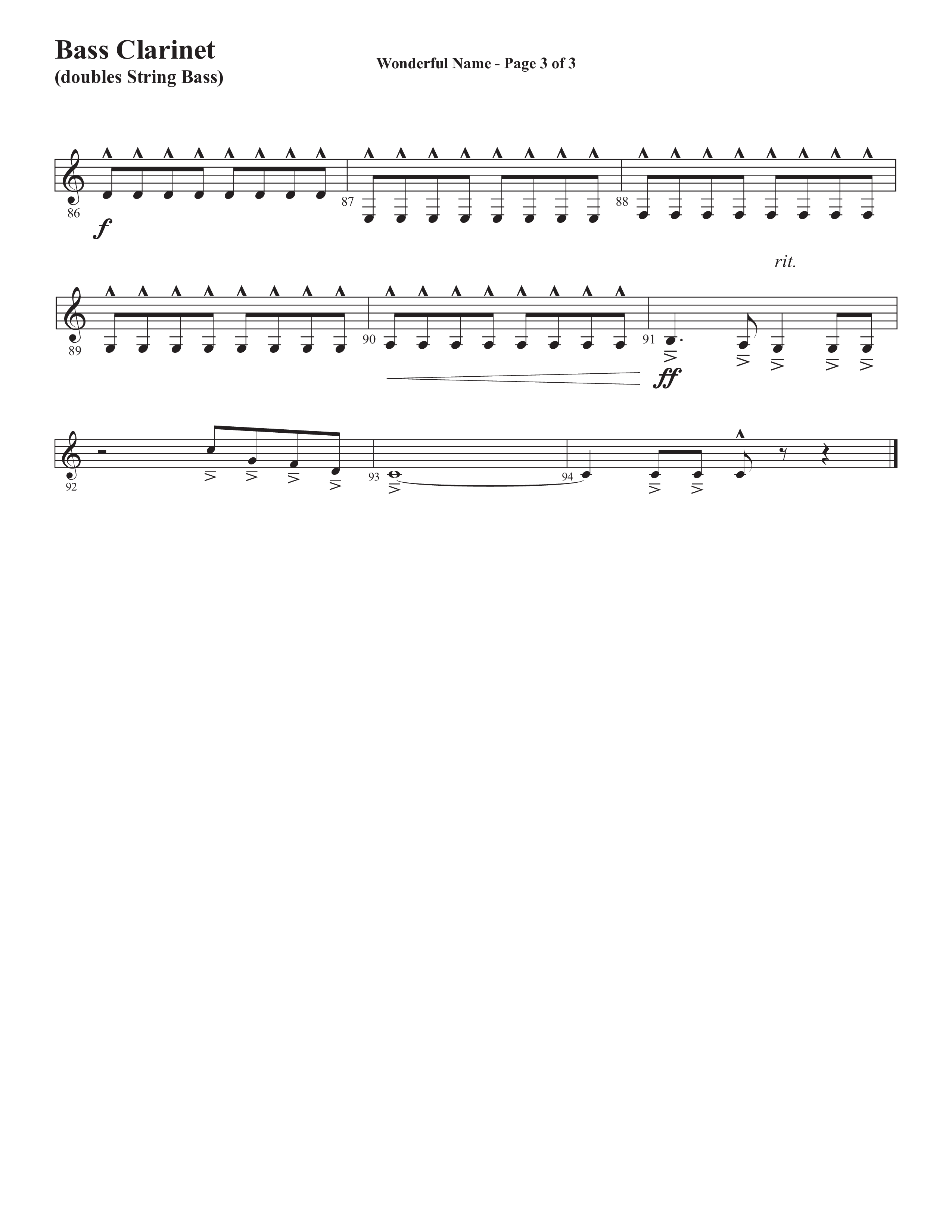 Wonderful Name (Choral Anthem SATB) Bass ClarinetSheet Music PDF (Semsen Music / Arr. John Bolin ...