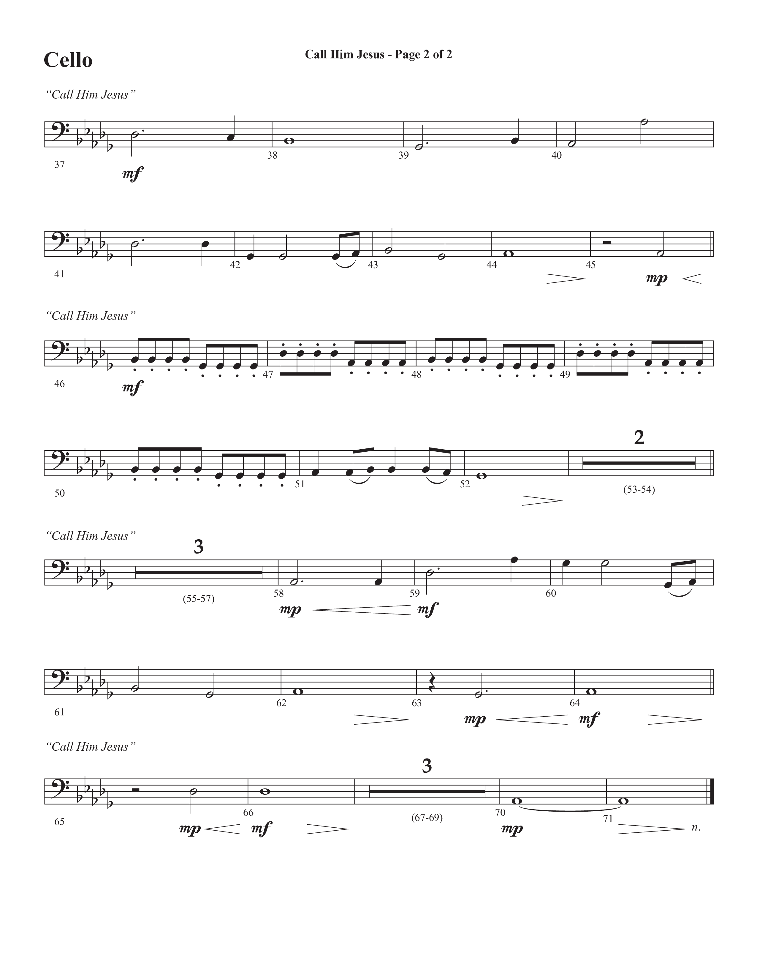 Call Him Jesus (Choral Anthem SATB) Cello Sheet Music PDF (Semsen Music / Arr. Daniel Semsen ...