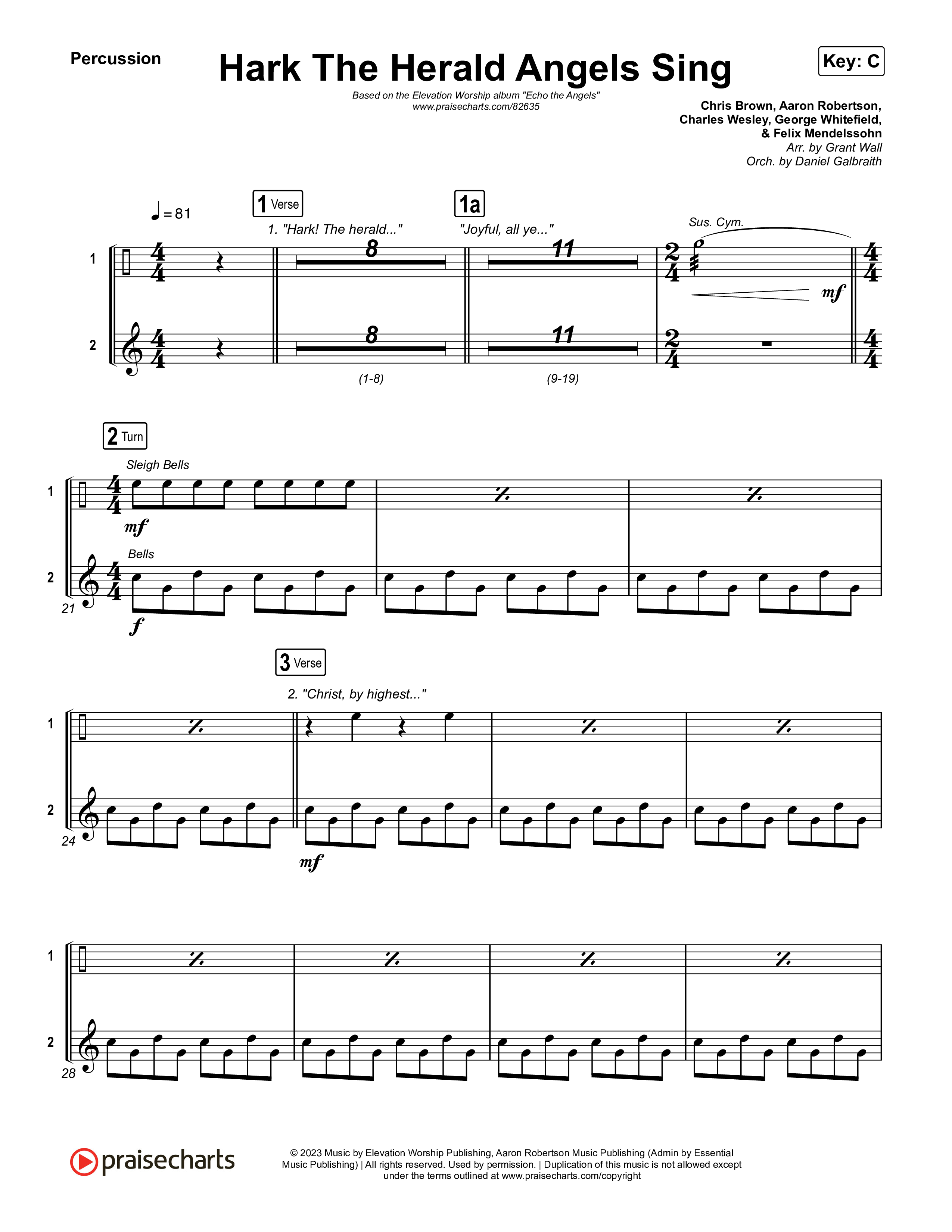 Hark The Herald Angels Sing Percussion Sheet Music PDF (Elevation ...