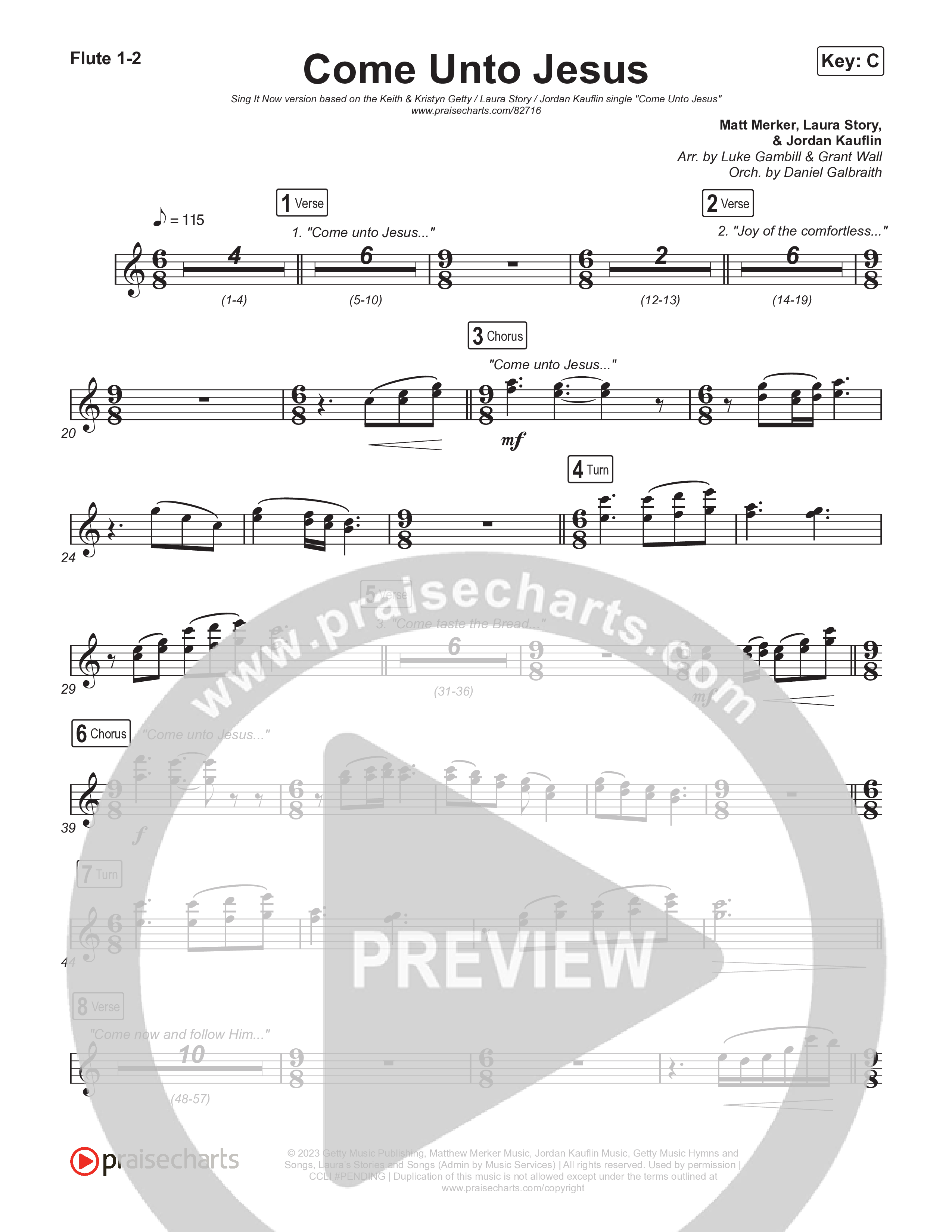 Come Unto Jesus (Sing It Now) Sheet Music PDF (Keith & Kristyn Getty / Laura Story / Jordan ...