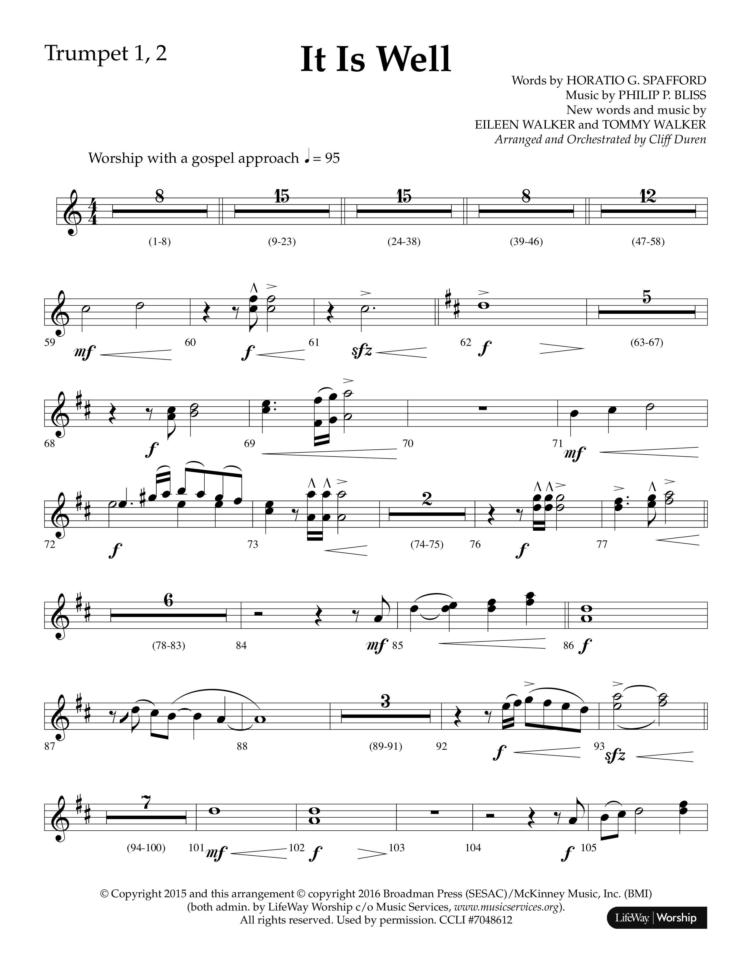 It Is Well (Choral Anthem SATB) Trumpet Sheet Music PDF (Lifeway Choral ...