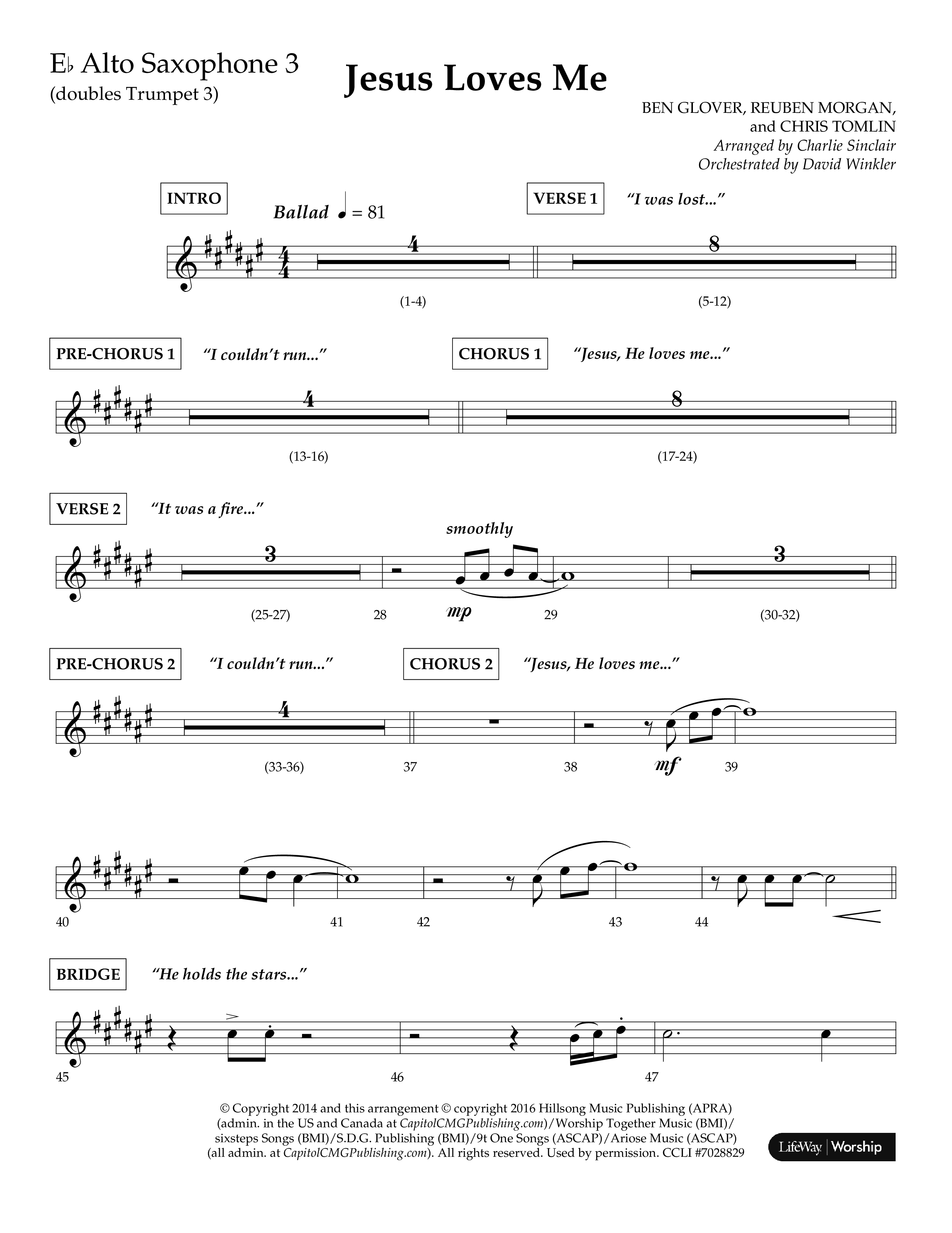 Jesus Loves Me (Choral Anthem SATB) Alto Sax Sheet Music PDF (Lifeway ...