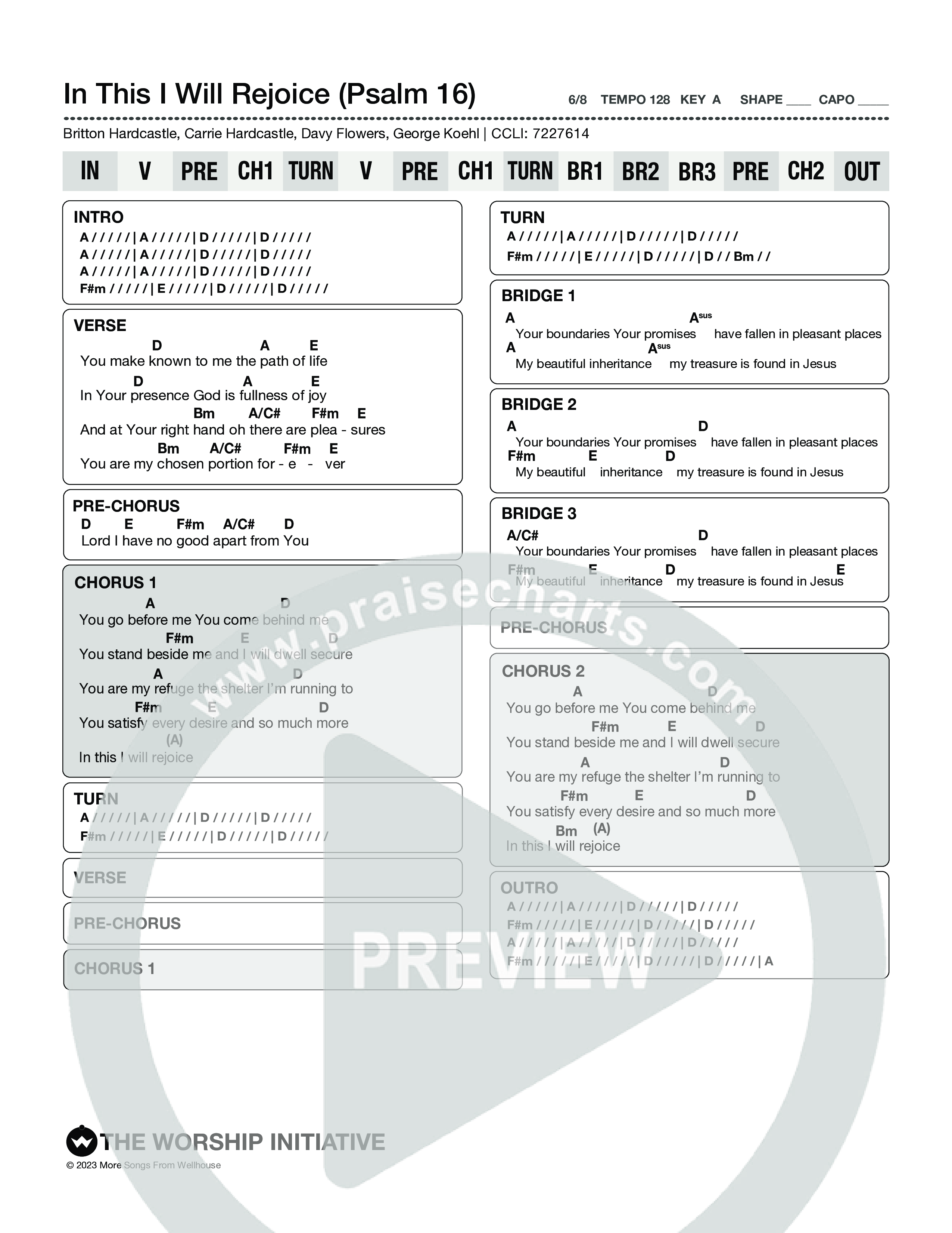 In This I Will Rejoice (Psalm 16) Chords PDF (The Worship Initiative / Writers Well) - PraiseCharts