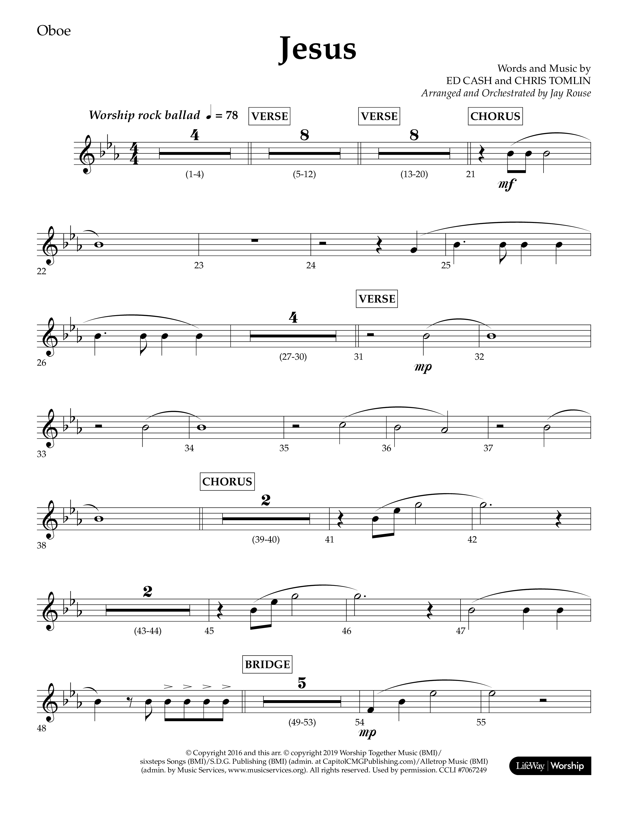 Jesus (Choral Anthem SATB) Oboe Sheet Music PDF (Lifeway Choral / Arr. Jay Rouse) - PraiseCharts