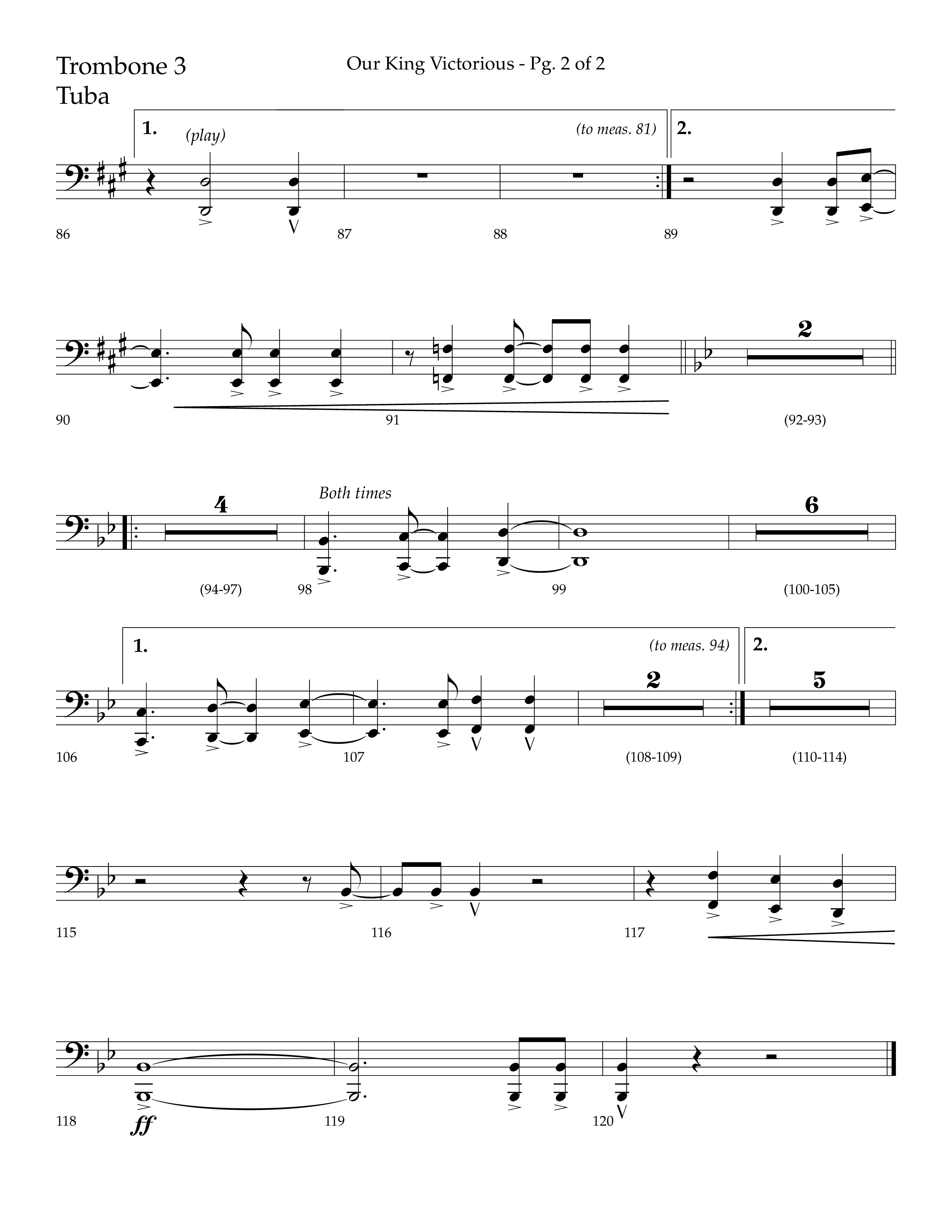 Our King Victorious Choral Anthem Satb Trombone Tuba Sheet Music Pdf