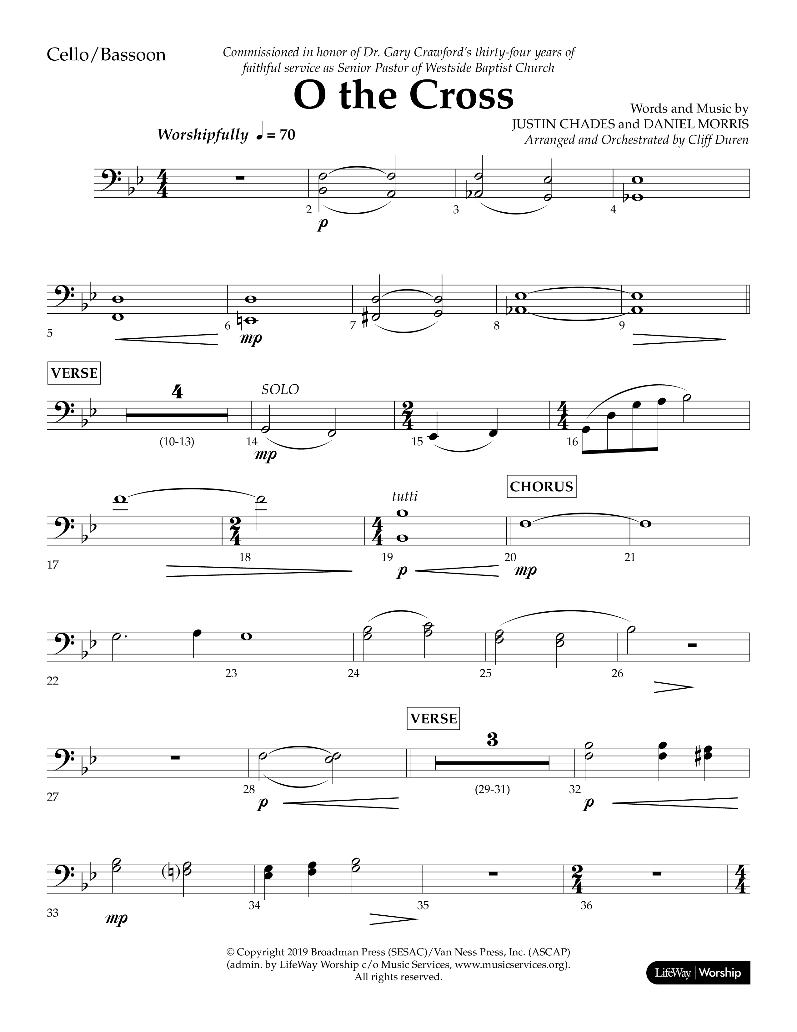 O The Cross (Choral Anthem SATB) Cello Sheet Music PDF (Lifeway Choral / Arr. Cliff Duren ...
