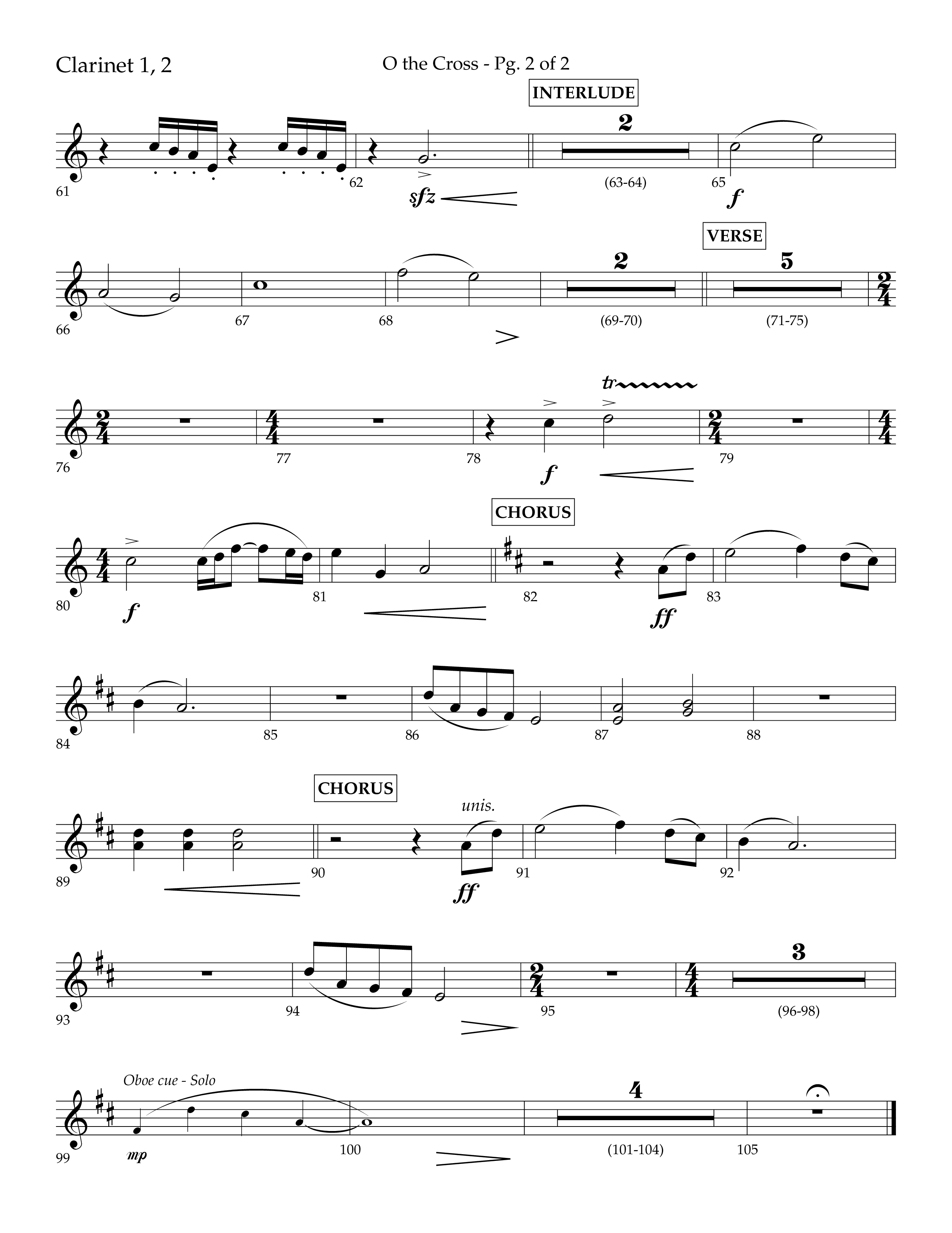 O The Cross (Choral Anthem SATB) Clarinet Sheet Music PDF (Lifeway Choral / Arr. Cliff Duren ...