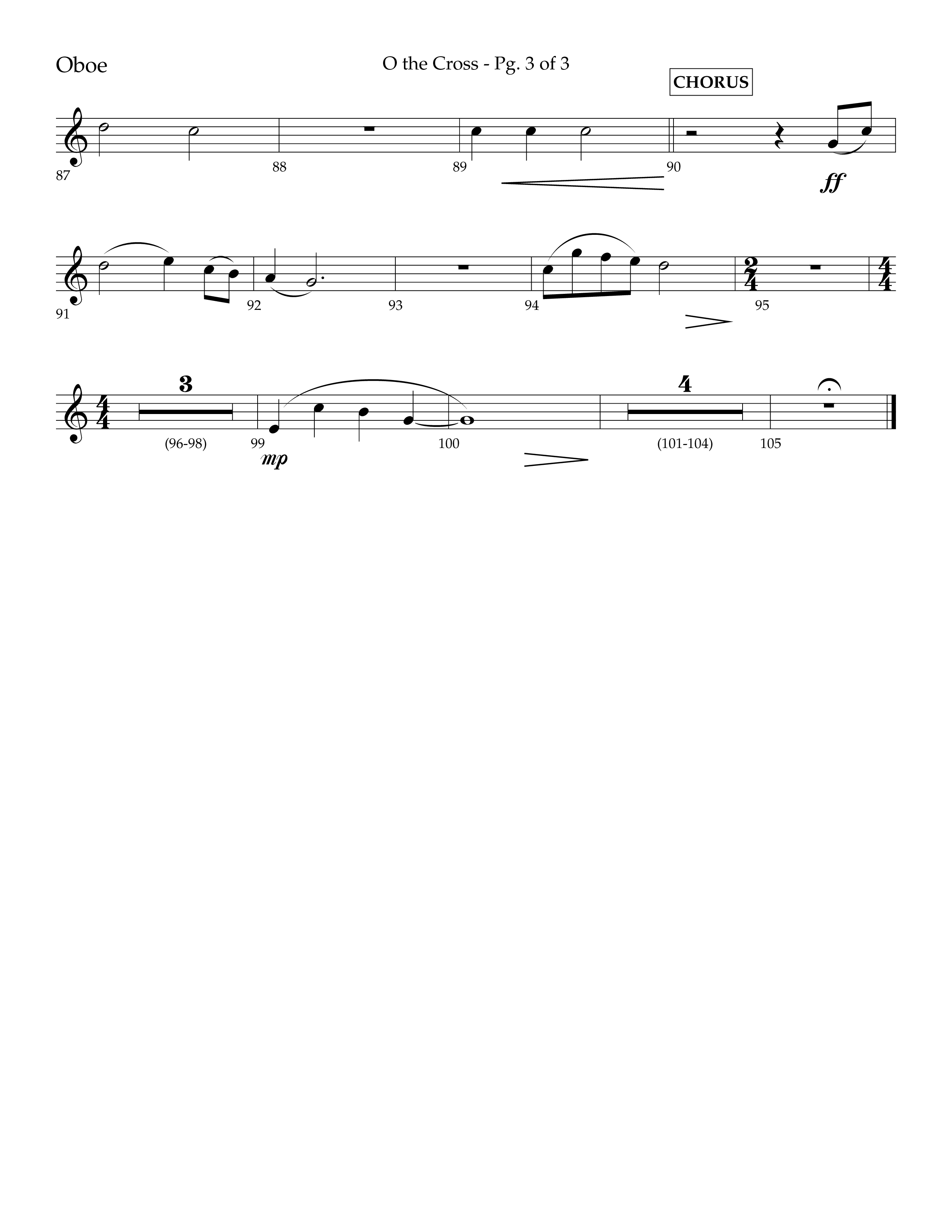 O The Cross (Choral Anthem SATB) Oboe Sheet Music PDF (Lifeway Choral / Arr. Cliff Duren ...