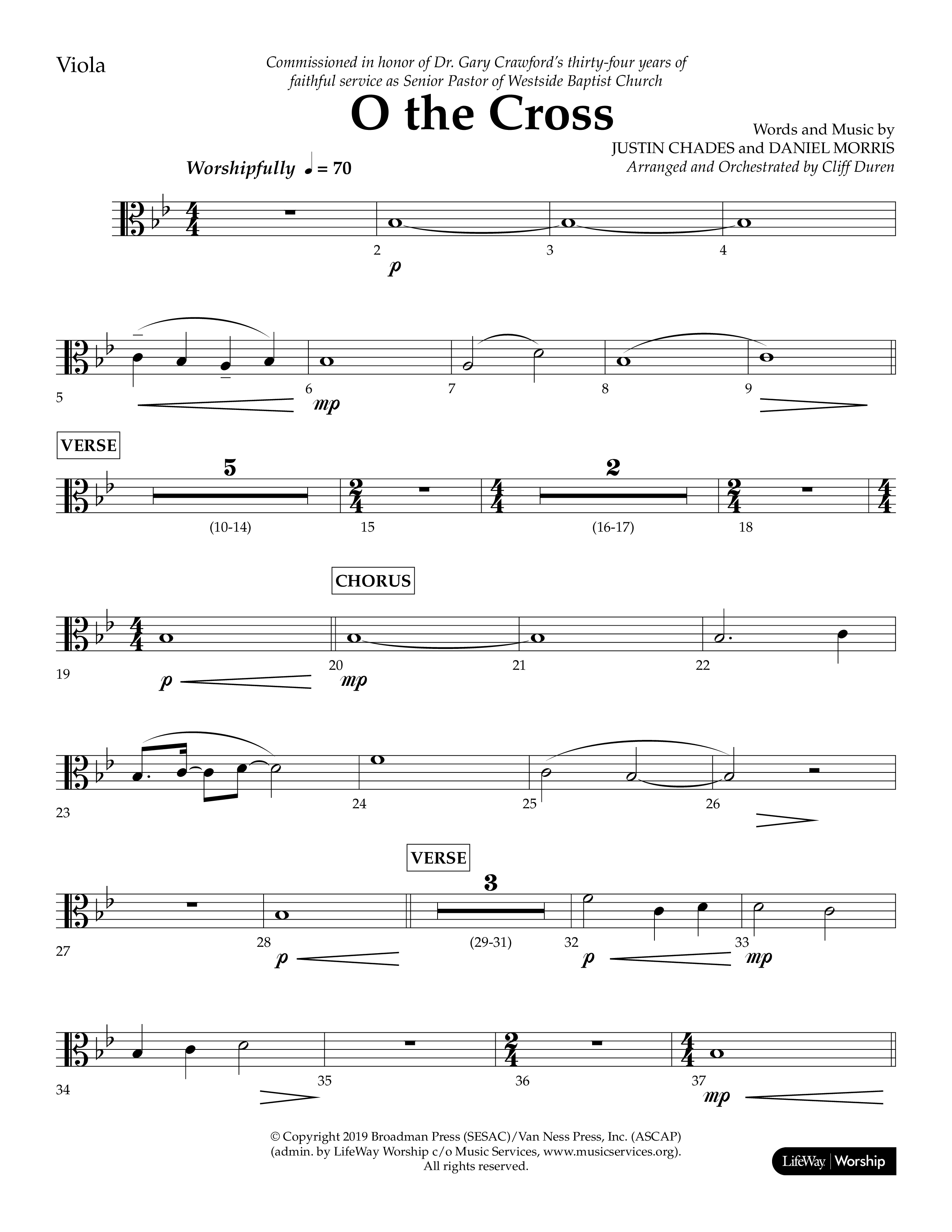 O The Cross (Choral Anthem SATB) Viola Sheet Music PDF (Lifeway Choral / Arr. Cliff Duren ...