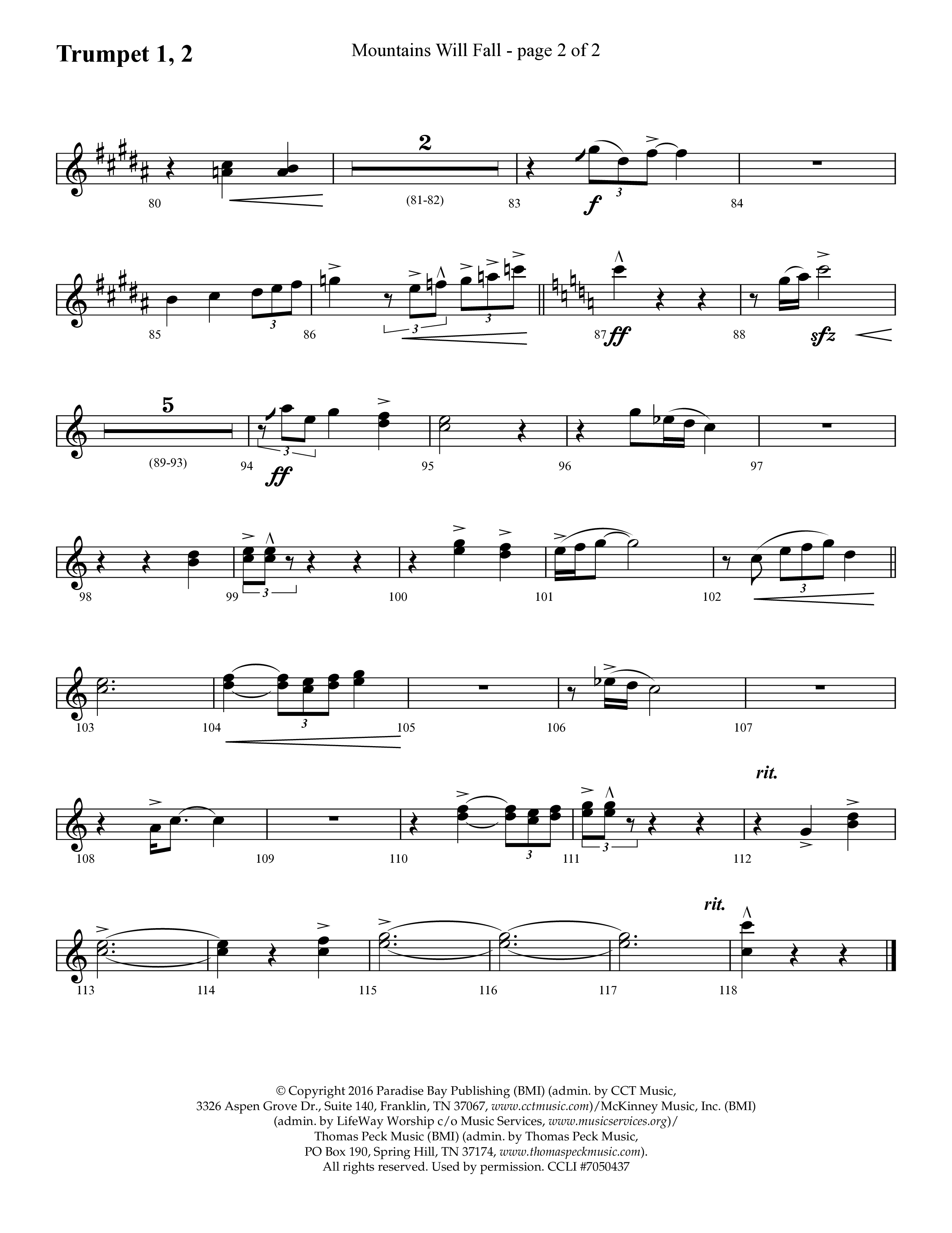 Mountains Will Fall with Got Any Rivers (Choral Anthem SATB) Trumpet ...