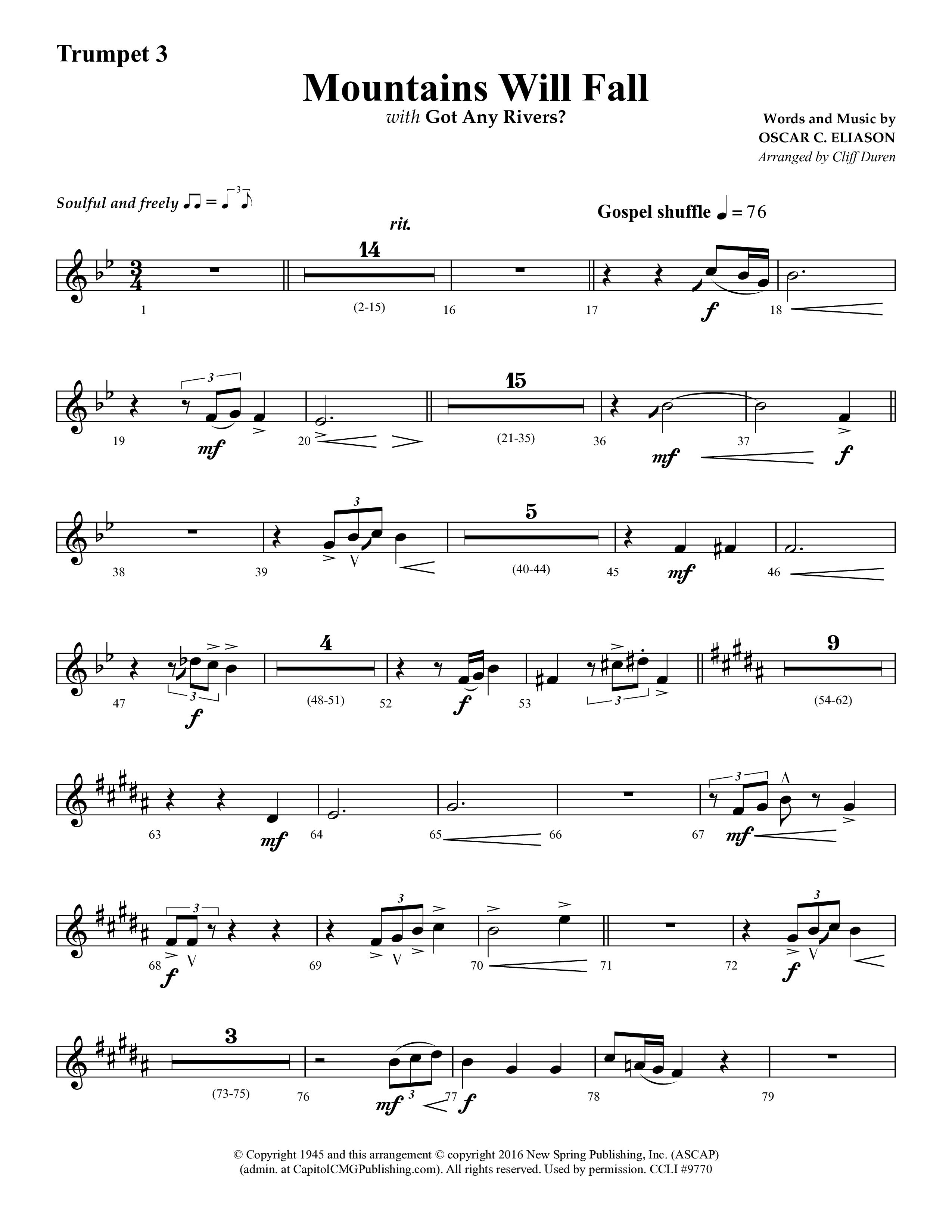 Mountains Will Fall with Got Any Rivers (Choral Anthem SATB) Trumpet ...