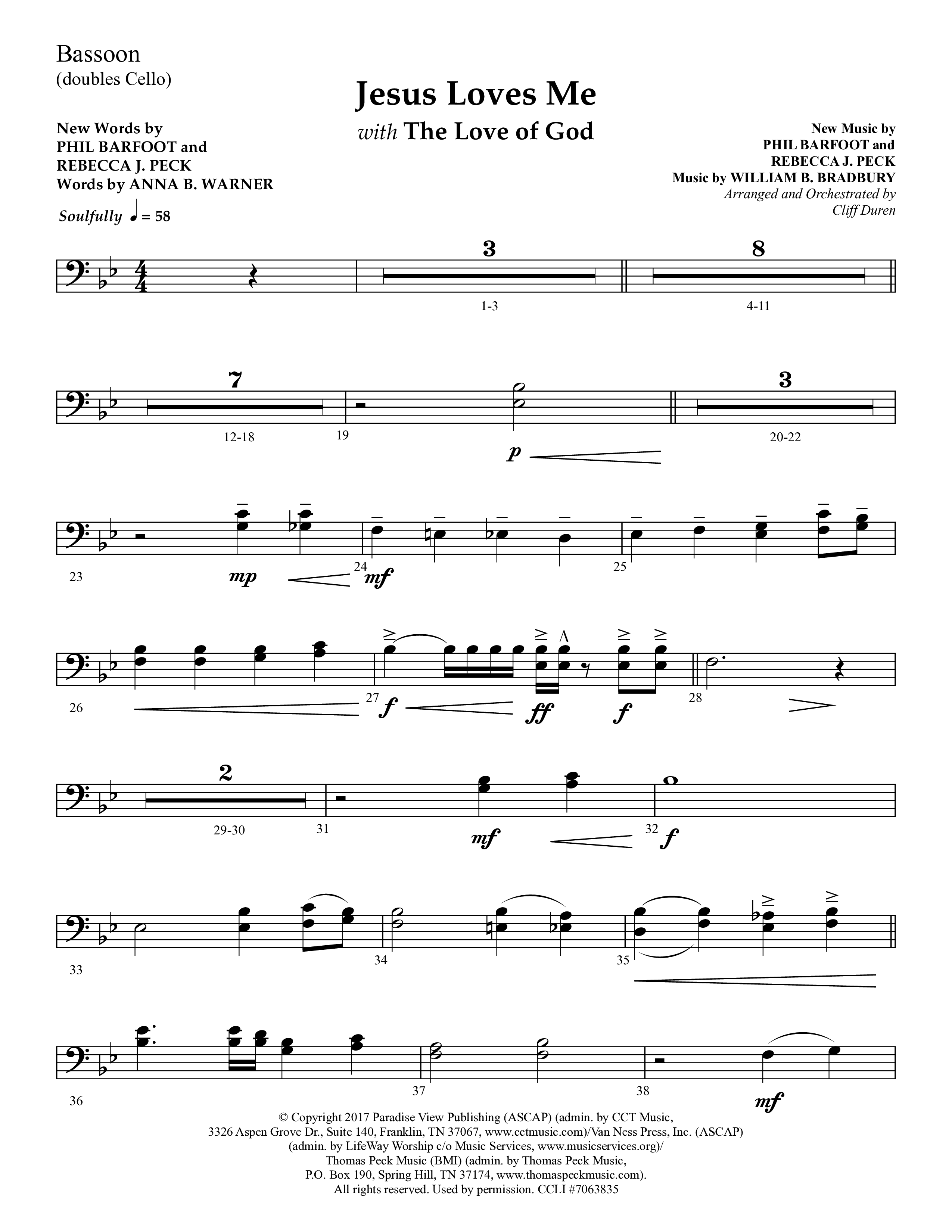 Jesus Loves Me with The Love Of God (Choral Anthem SATB) Bassoon Sheet ...