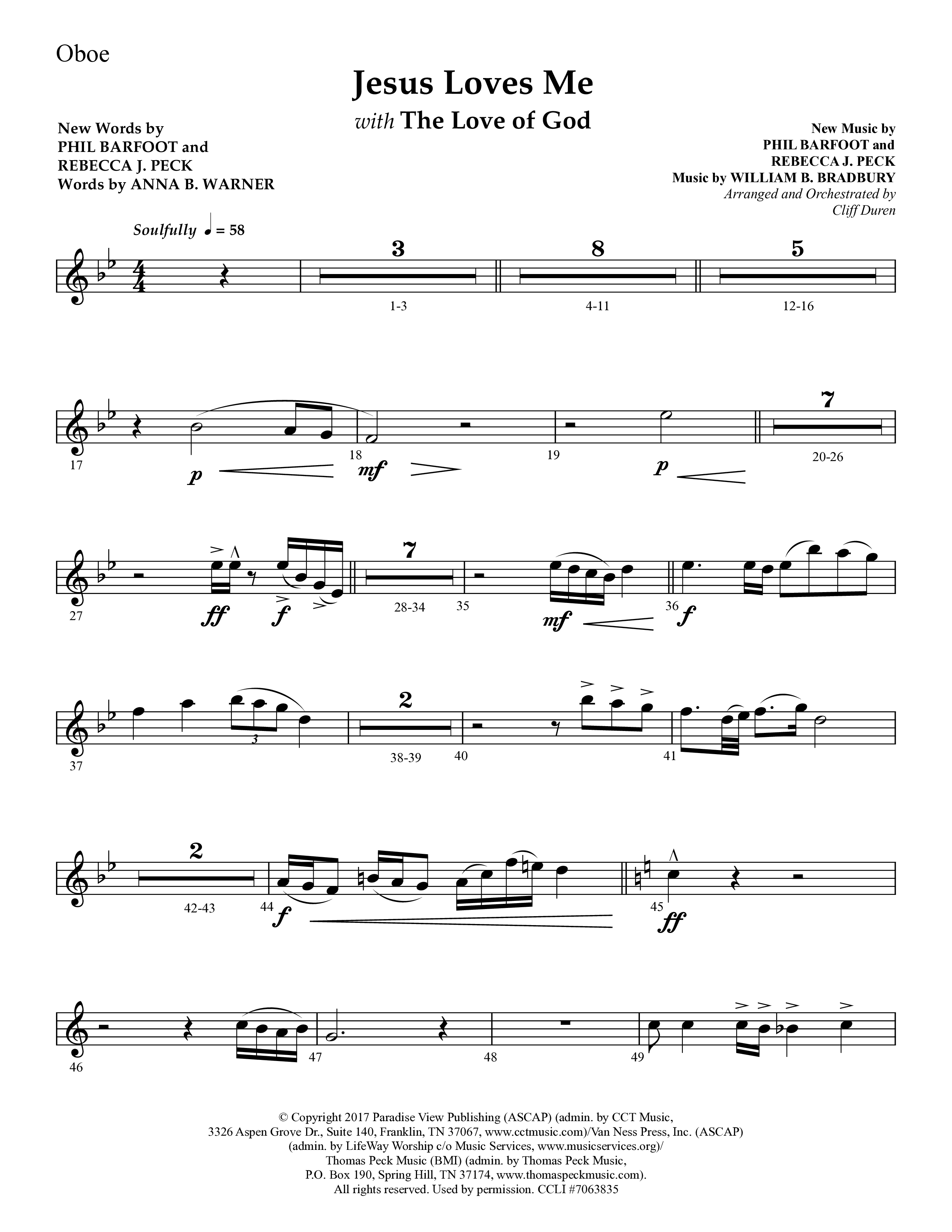 Jesus Loves Me with The Love Of God (Choral Anthem SATB) Oboe Sheet ...