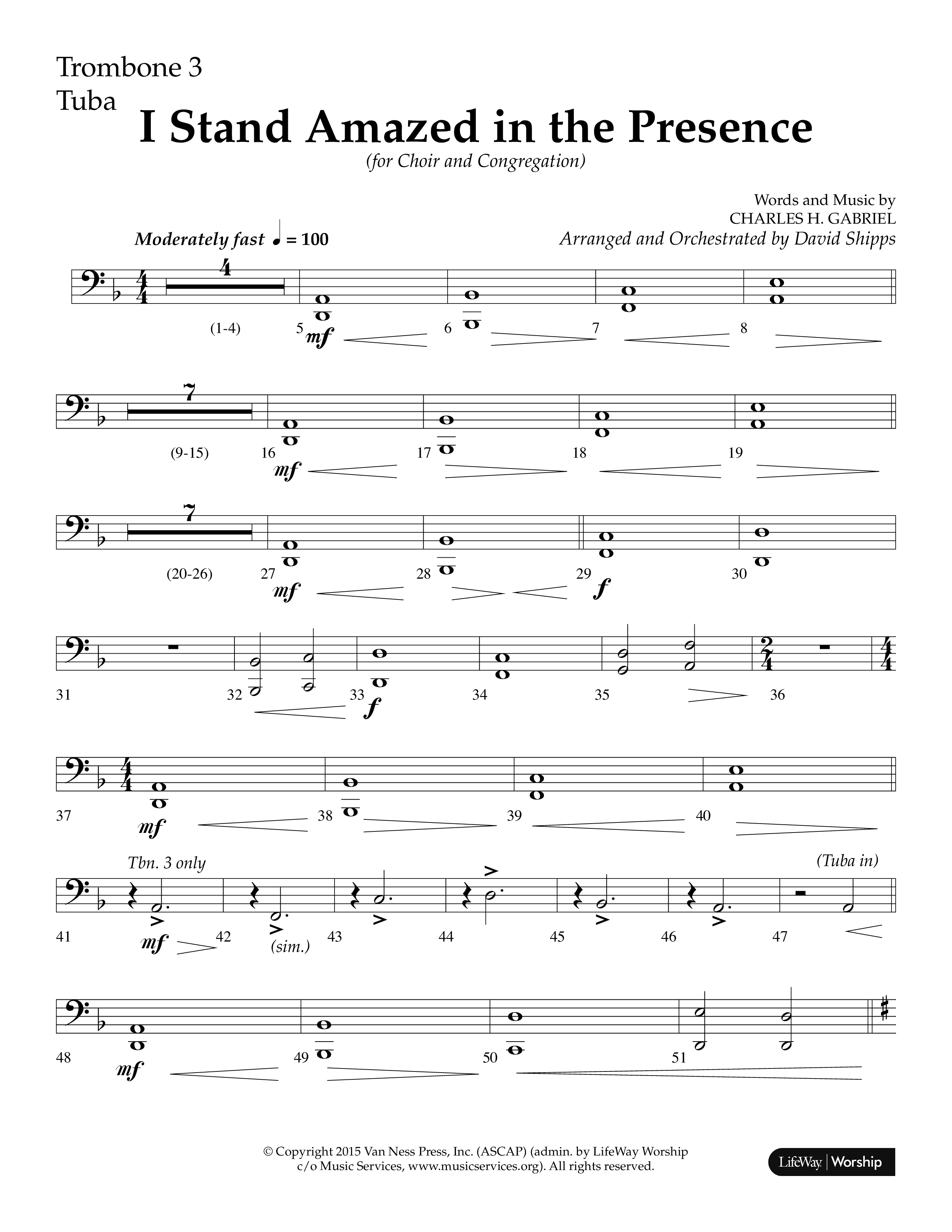 I Stand Amazed in the Presence (Choral Anthem SATB) Trombone/Tuba Sheet Music PDF (Lifeway ...