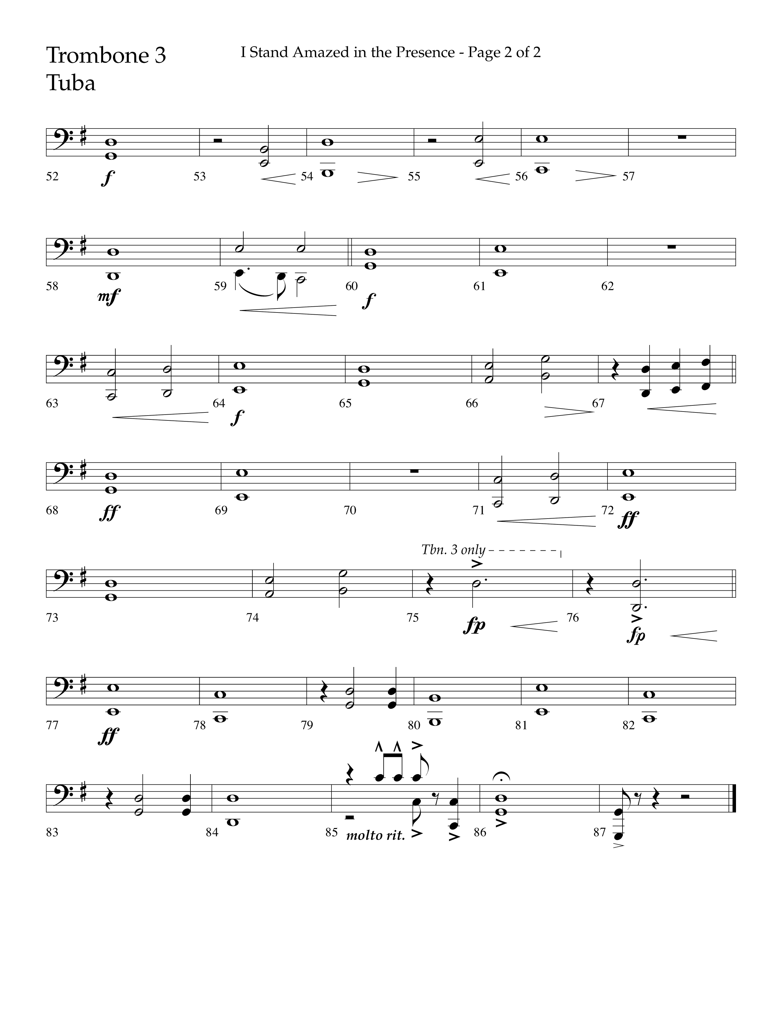 I Stand Amazed in the Presence (Choral Anthem SATB) Trombone/Tuba Sheet Music PDF (Lifeway ...