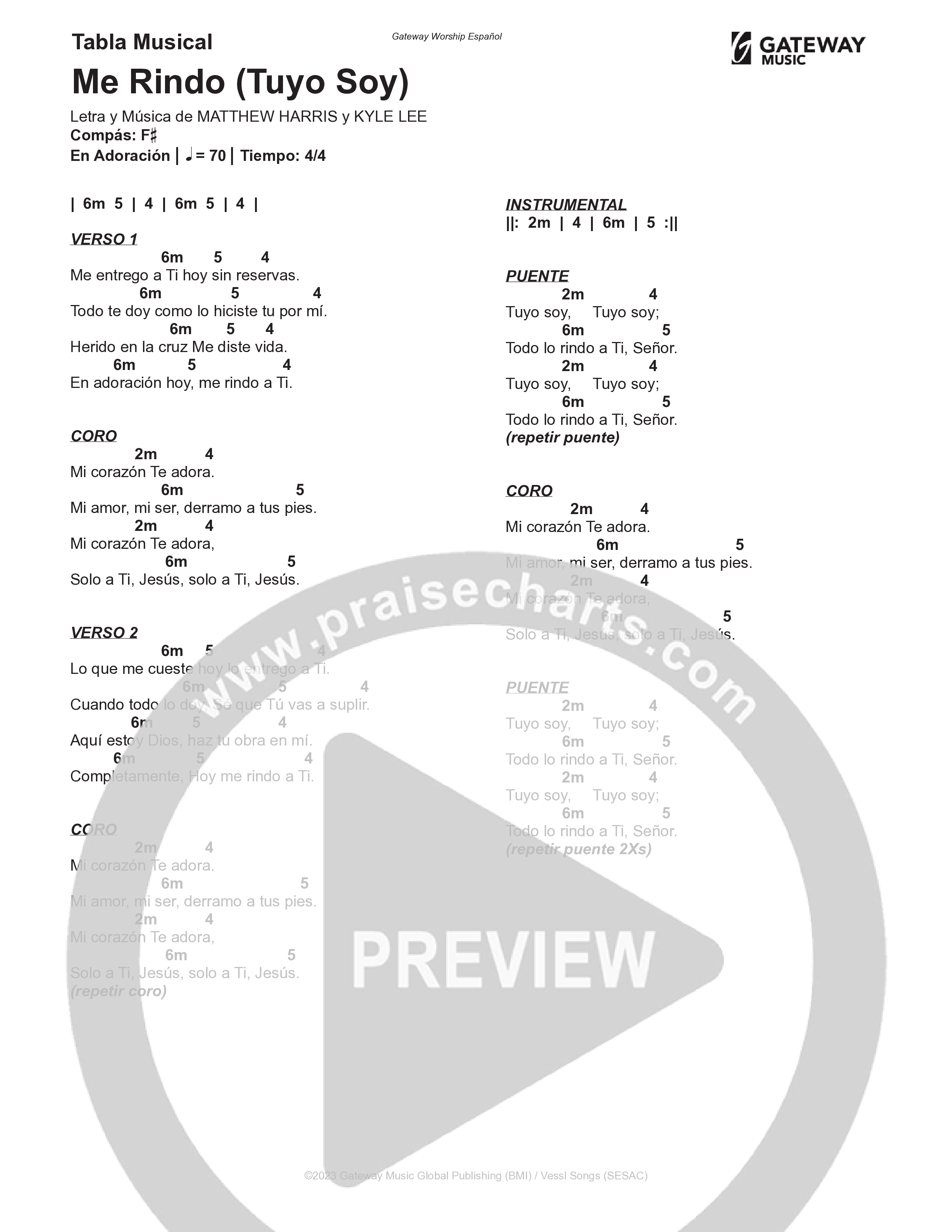 Me Rindo (Tuyo Soy) Chords PDF (Gateway Worship Español / Armando ...