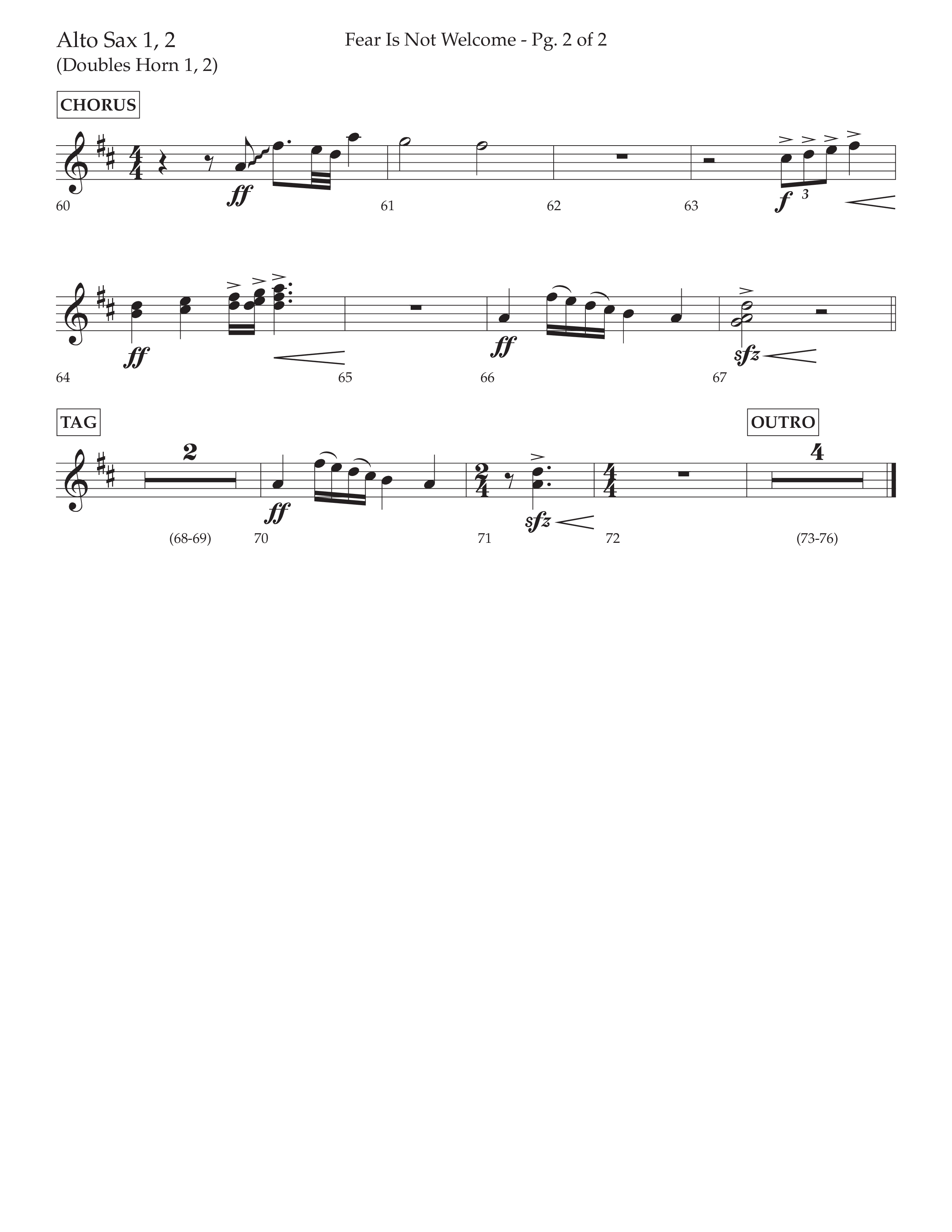 Fear Is Not Welcome (Choral Anthem SATB) Alto Sax Sheet Music PDF ...