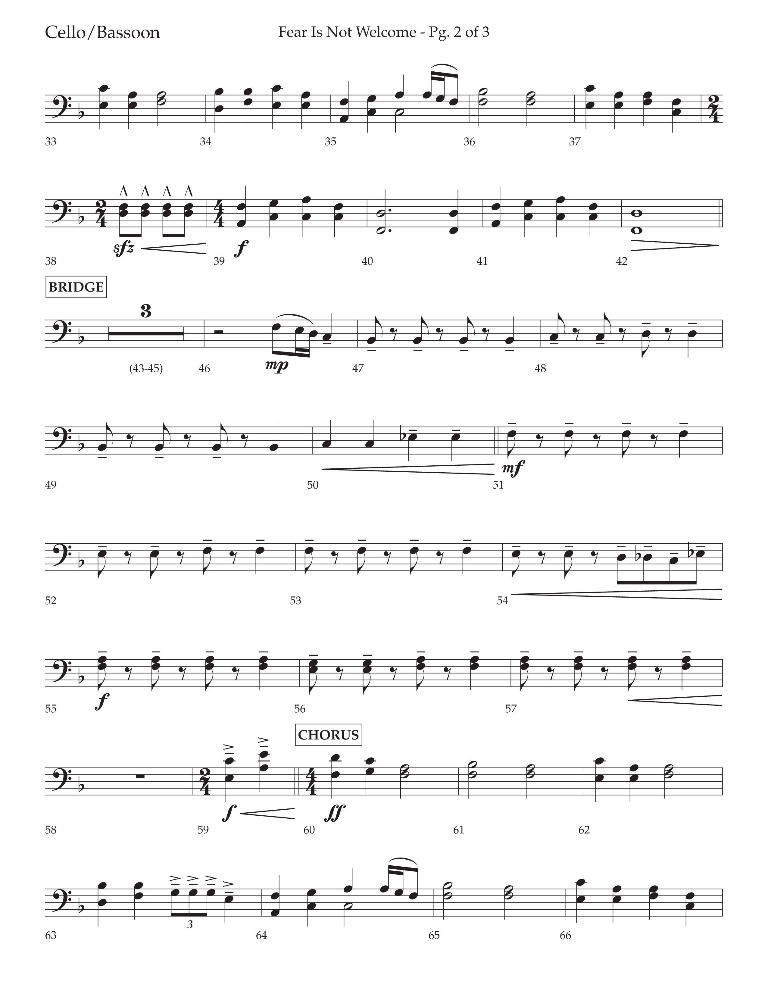 Fear Is Not Welcome (Choral Anthem SATB) Cello Sheet Music PDF (Lifeway ...