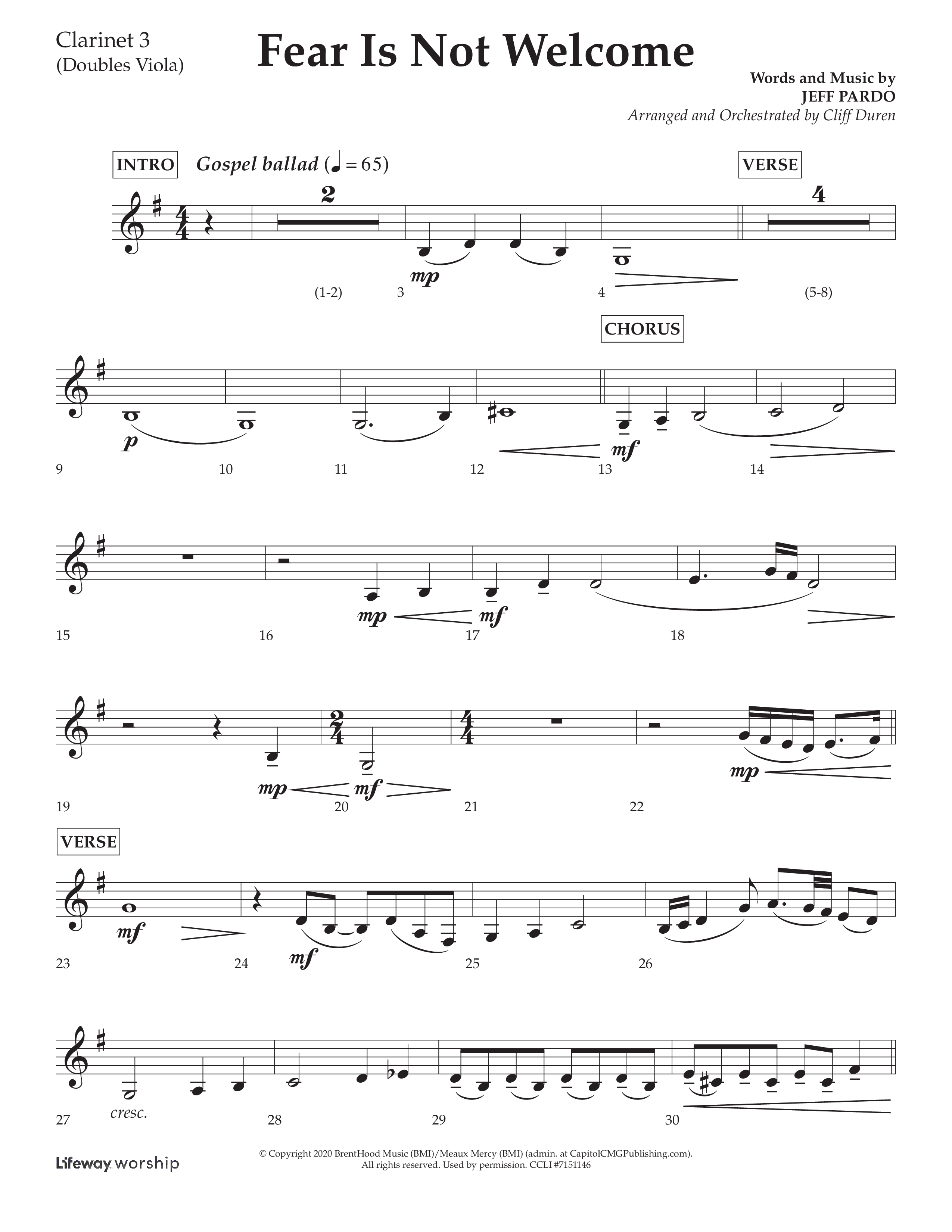 Fear Is Not Welcome (Choral Anthem SATB) (Lifeway Choral / Arr. Cliff ...