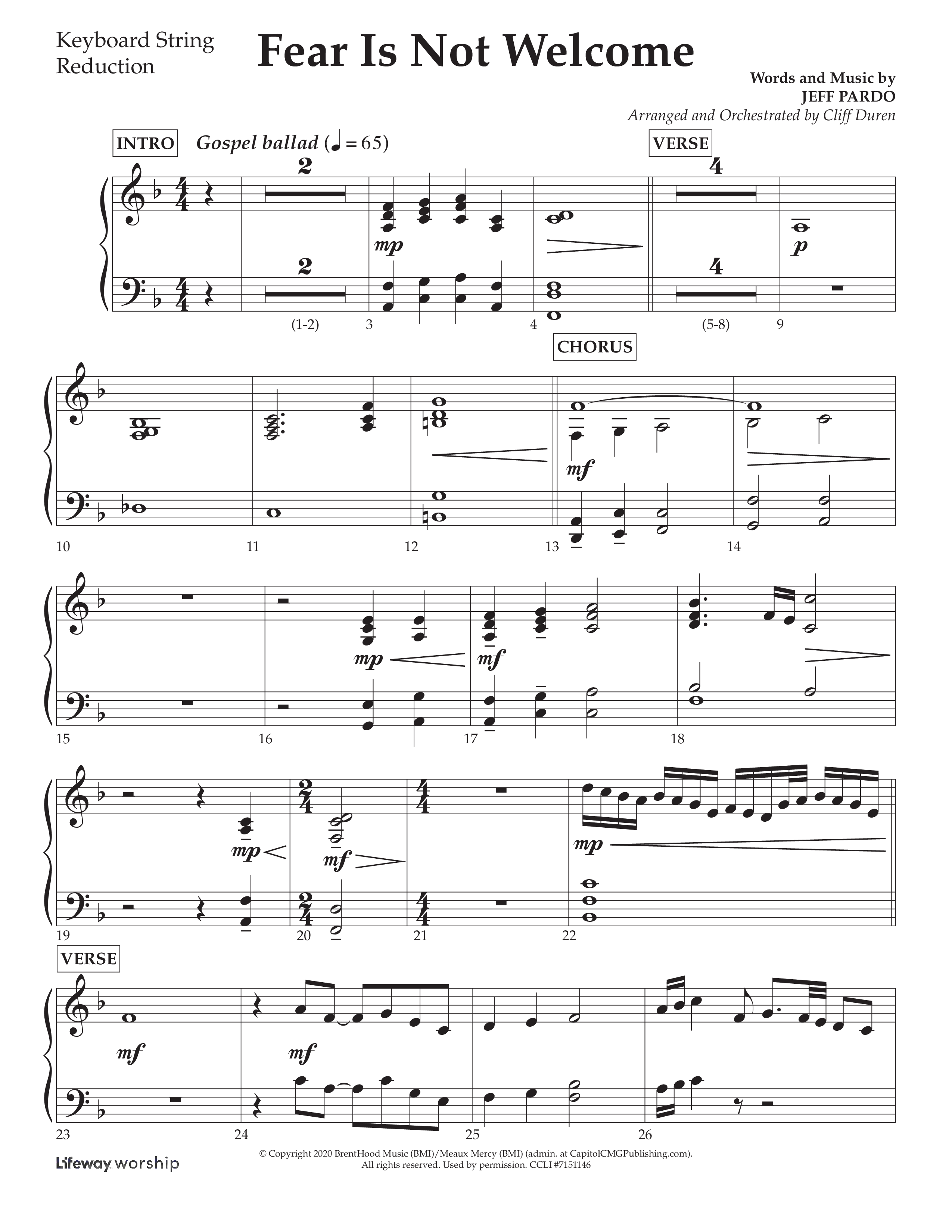 Fear Is Not Welcome (Choral Anthem SATB) String Reduction Sheet Music ...