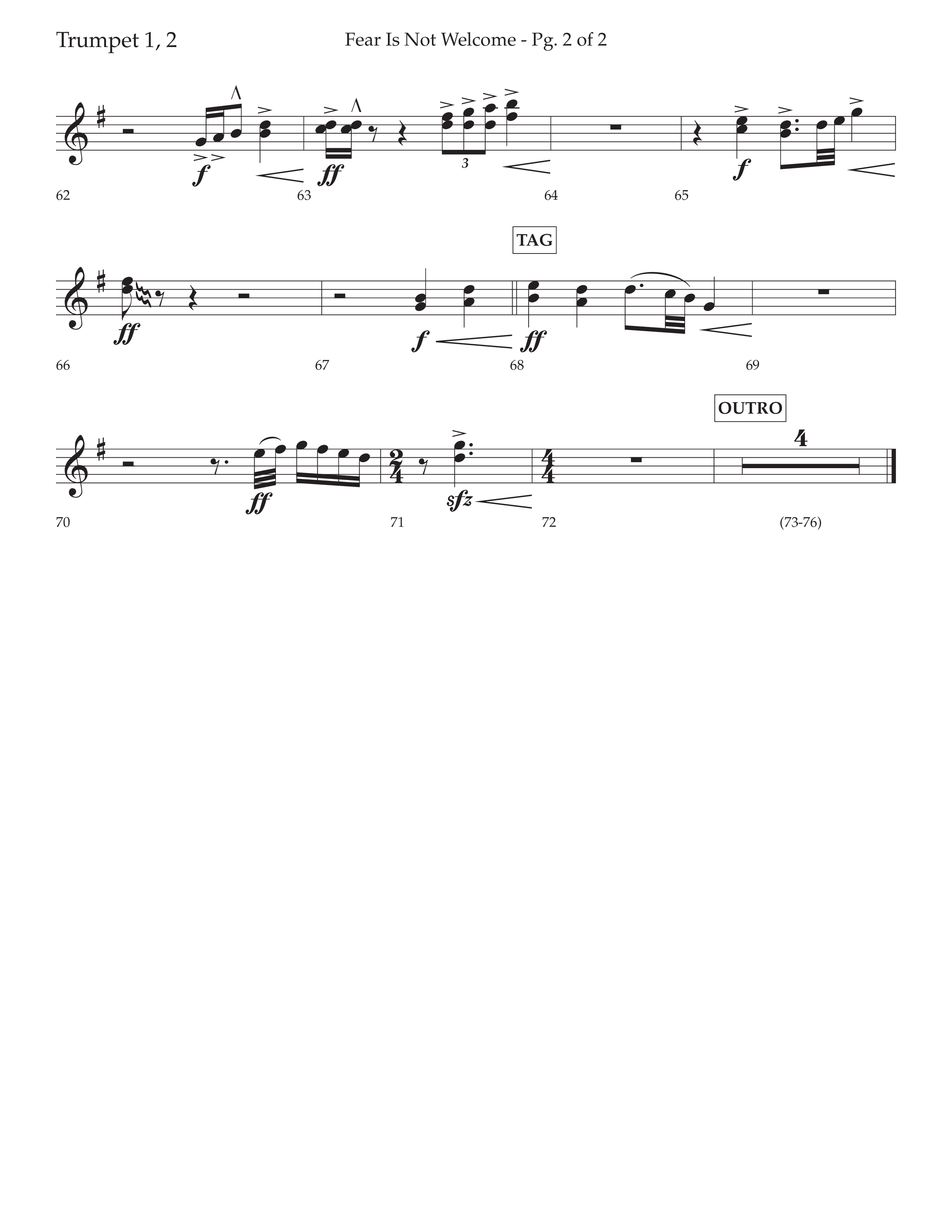 Fear Is Not Welcome (Choral Anthem SATB) Trumpet Sheet Music PDF ...