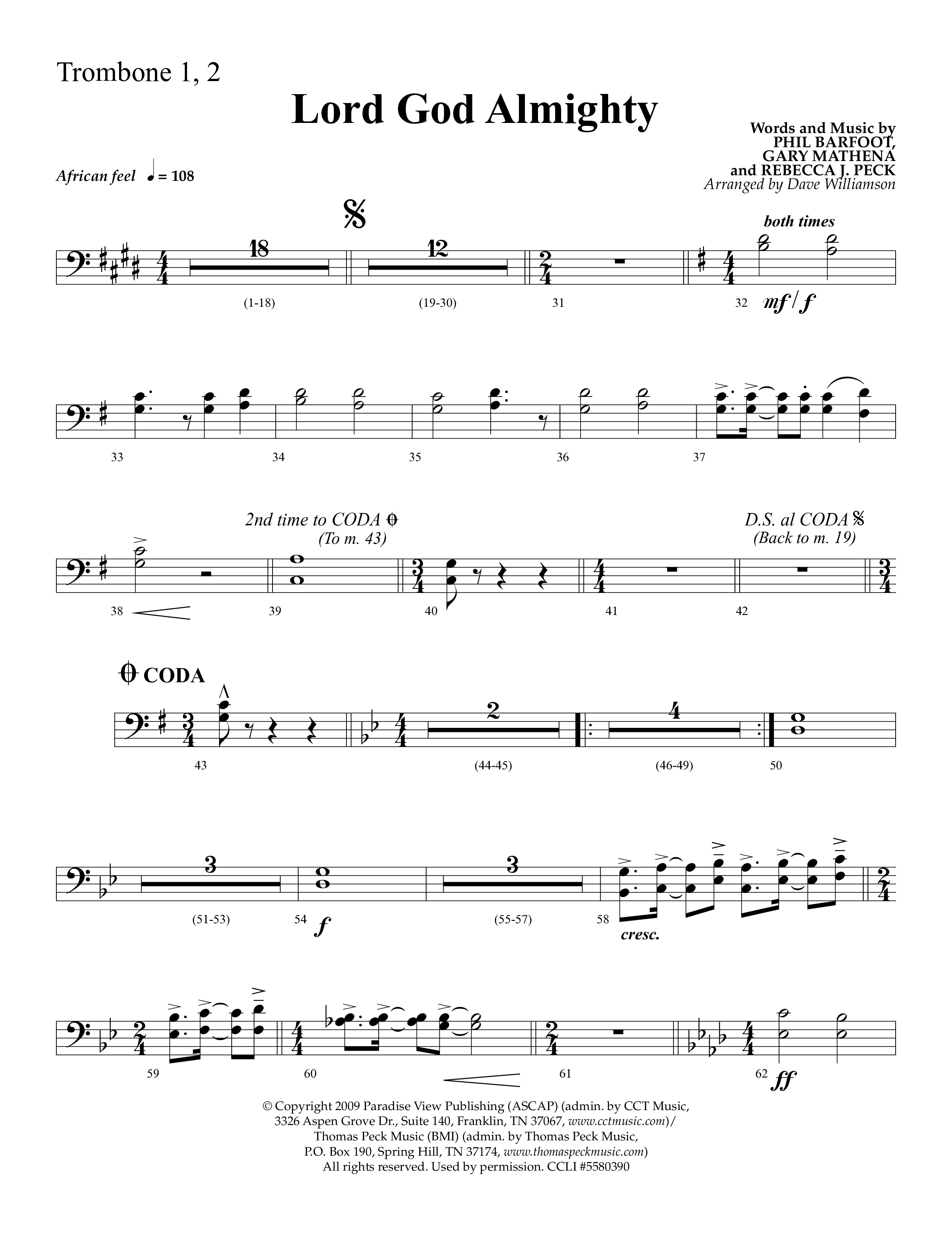Lord God Almighty Choral Anthem Satb Trombone Sheet Music Pdf