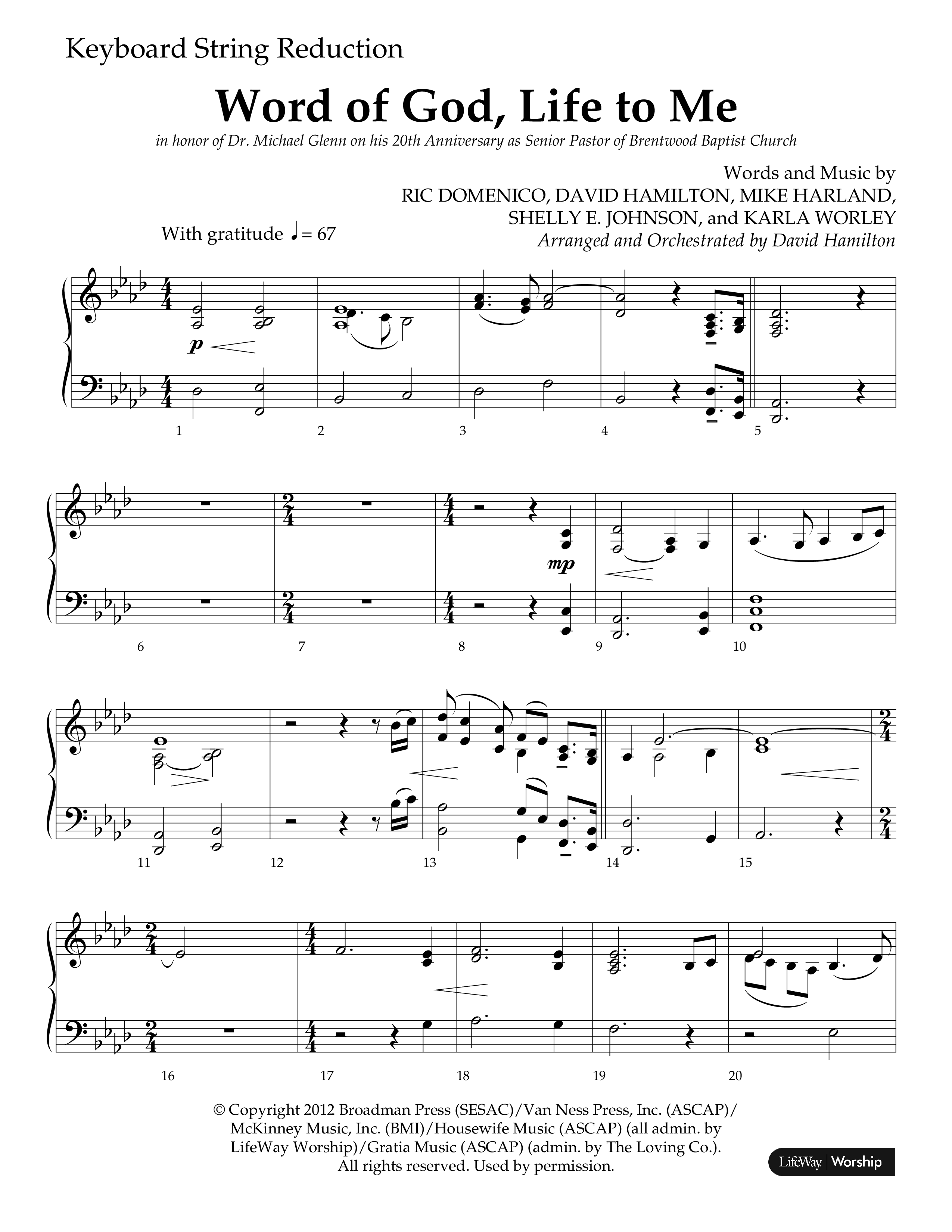 Word Of God Life To Me Choral Anthem Satb String Reduction Sheet