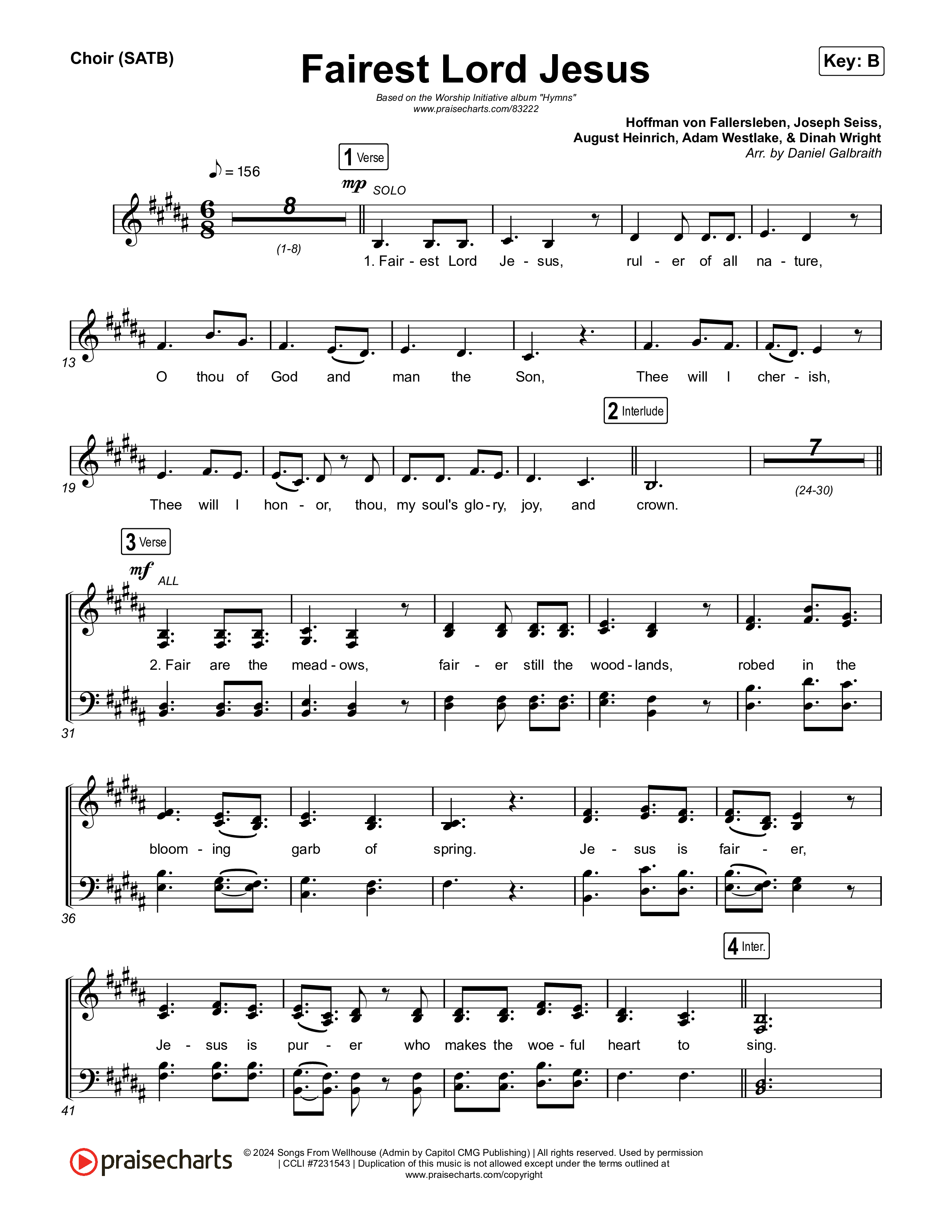 Fairest Lord Jesus Choir Sheet Music PDF (The Worship Initiative ...