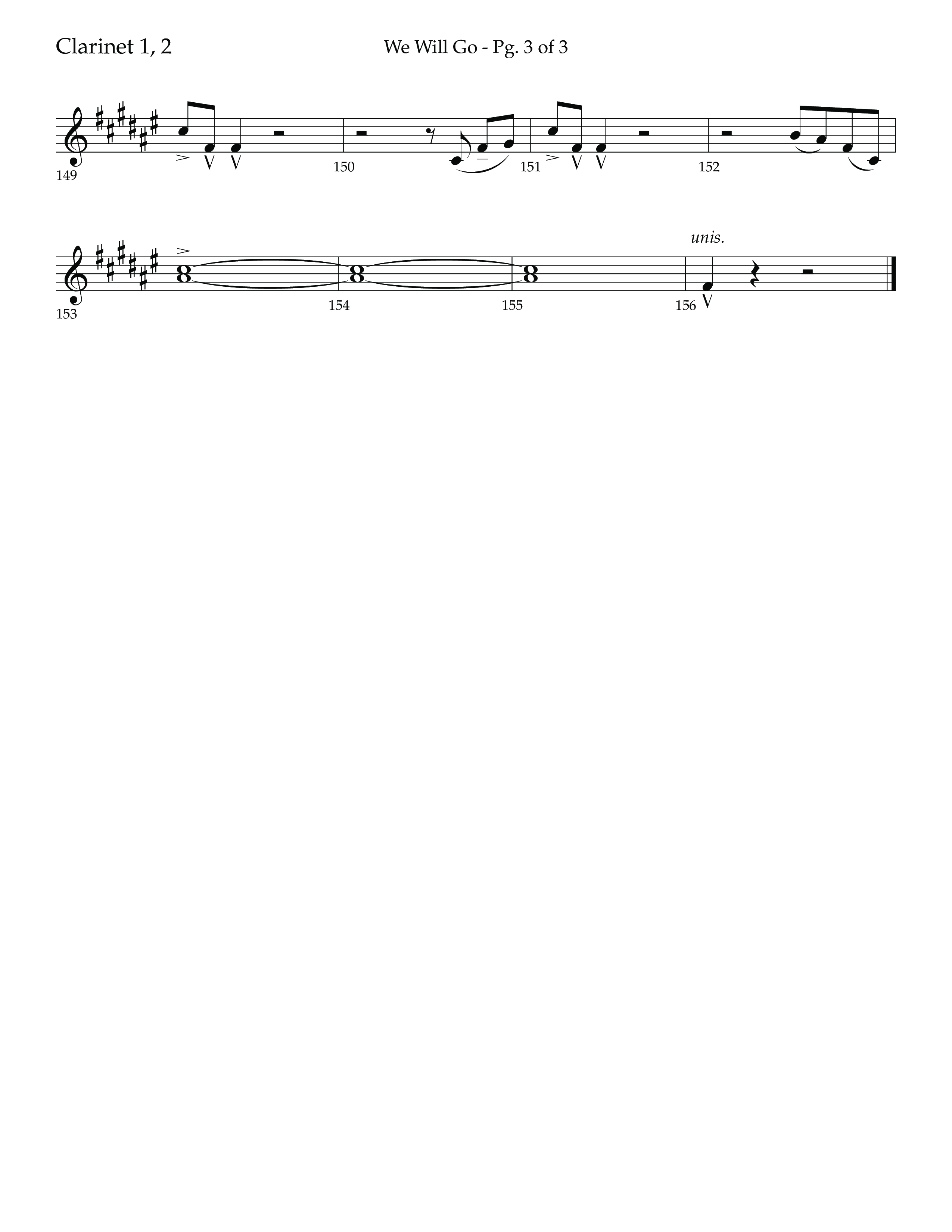 We Will Go (Choral Anthem SATB) Clarinet Sheet Music PDF (Lifeway ...