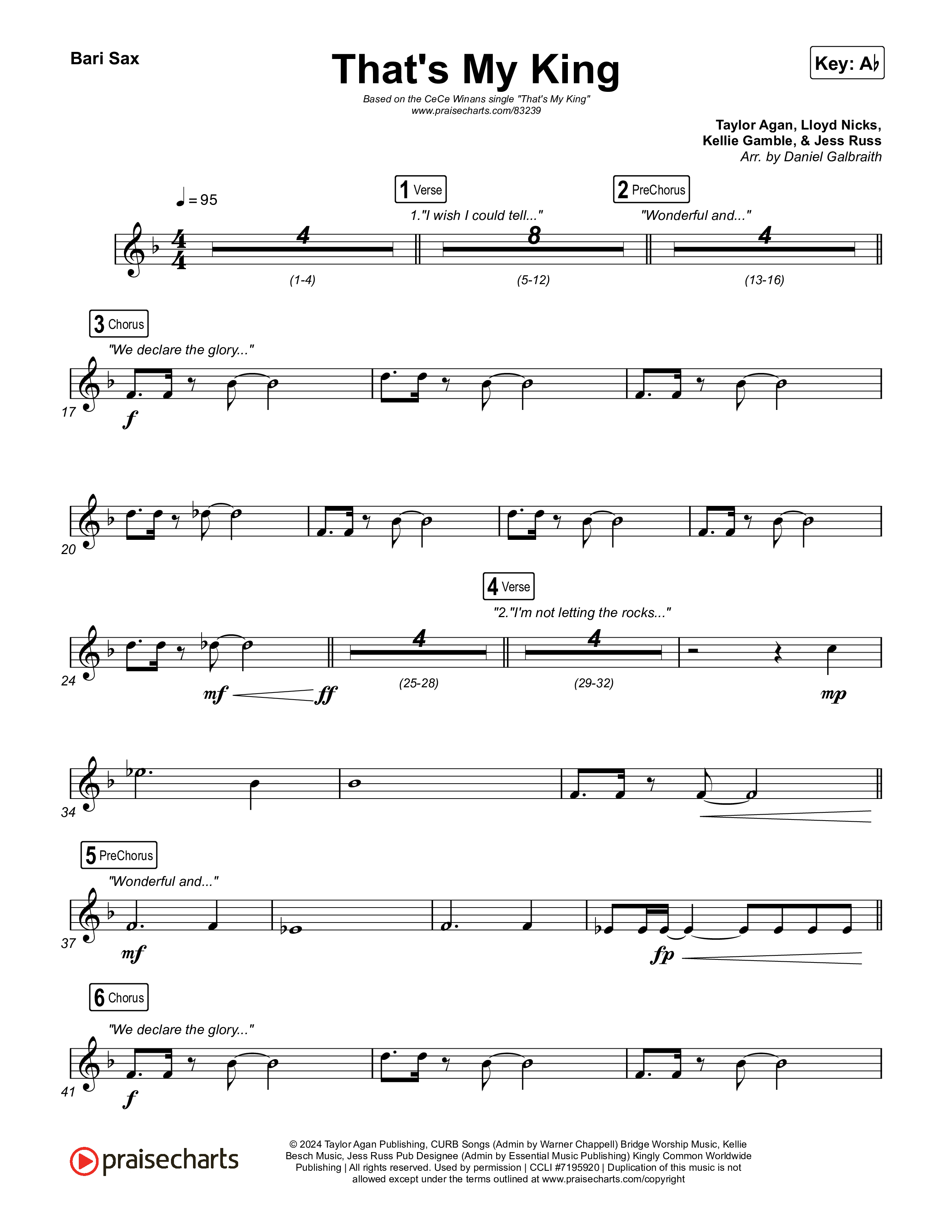Thats My King Bari Sax Sheet Music Pdf Cece Winans Praisecharts