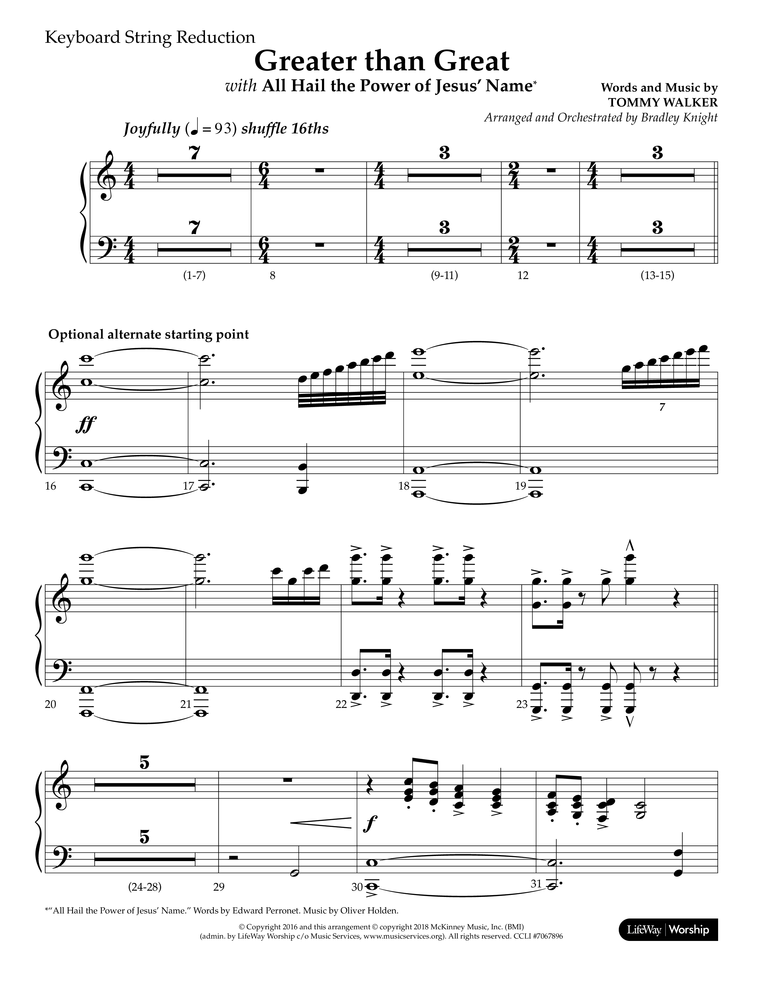 Greater Than Great (with All Hail The Power Of Jesus' Name) (Choral Anthem SATB) String ...