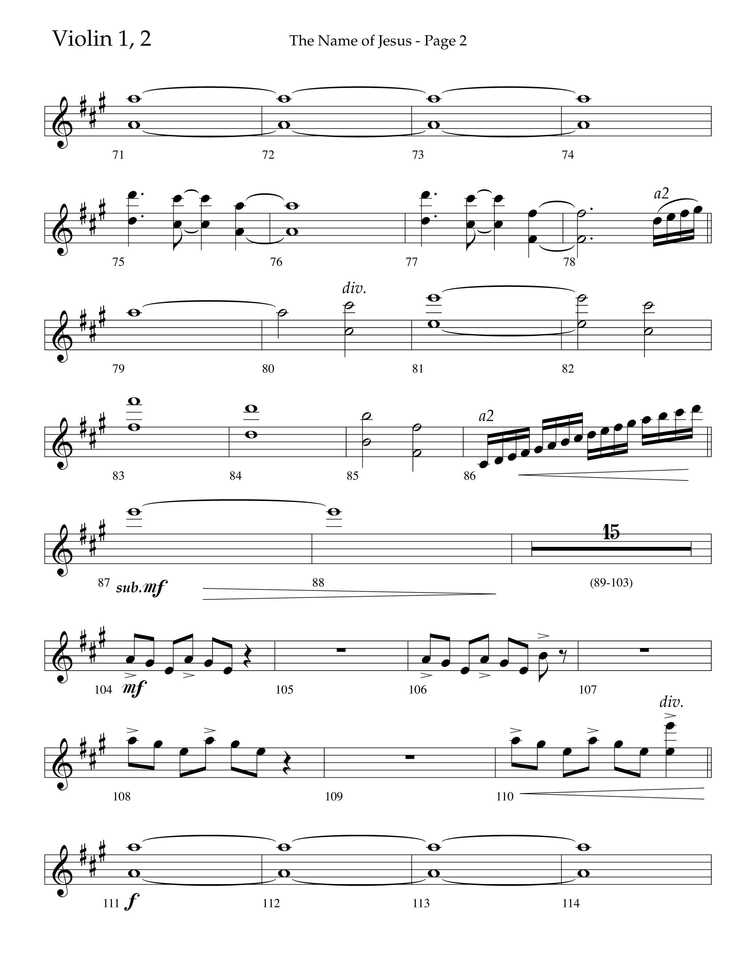 The Name Of Jesus (Choral Anthem SATB) Violin Sheet Music PDF (Lifeway Choral / Arr. Travis ...