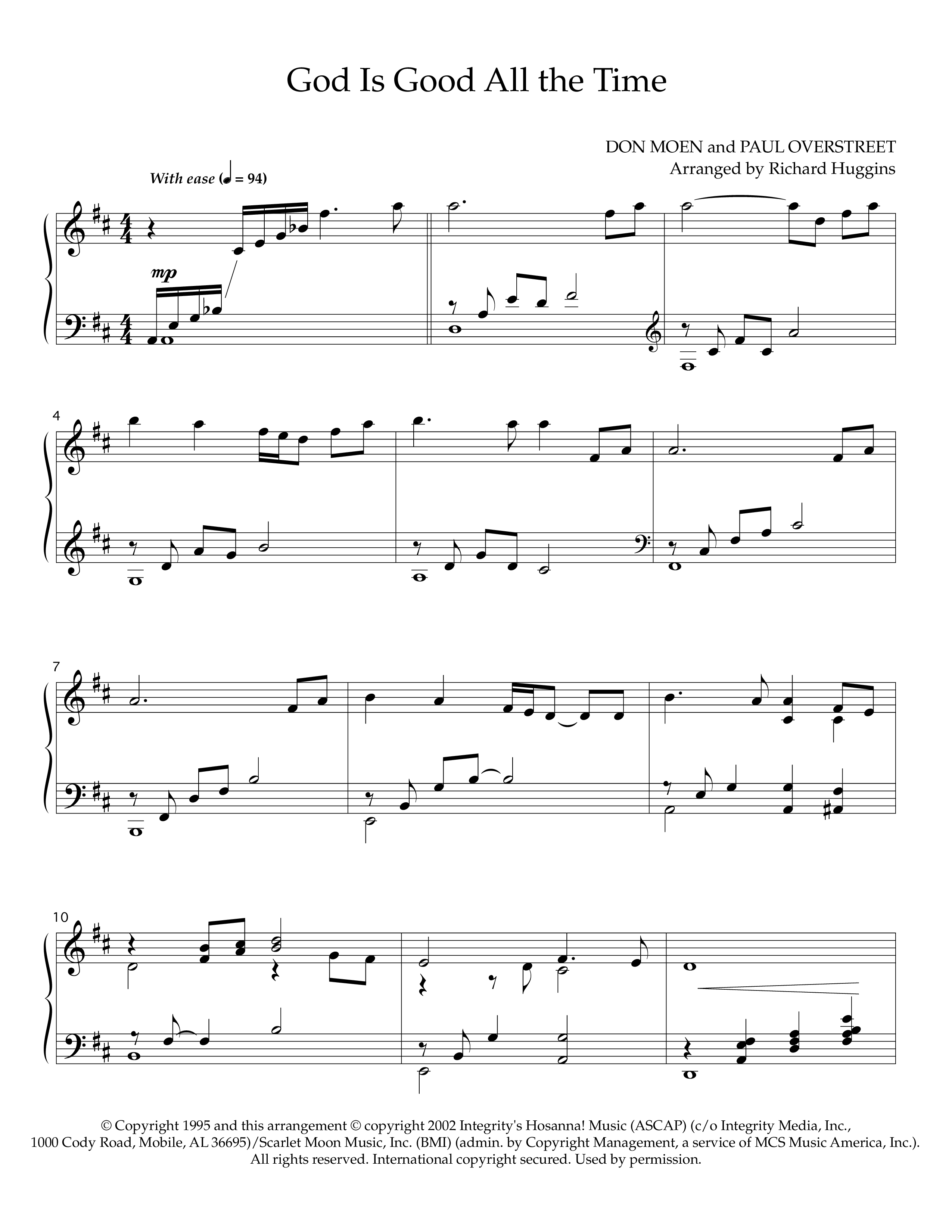 God Is Good All The Time (Instrumental) Sheet Music PDF (Lifeway ...