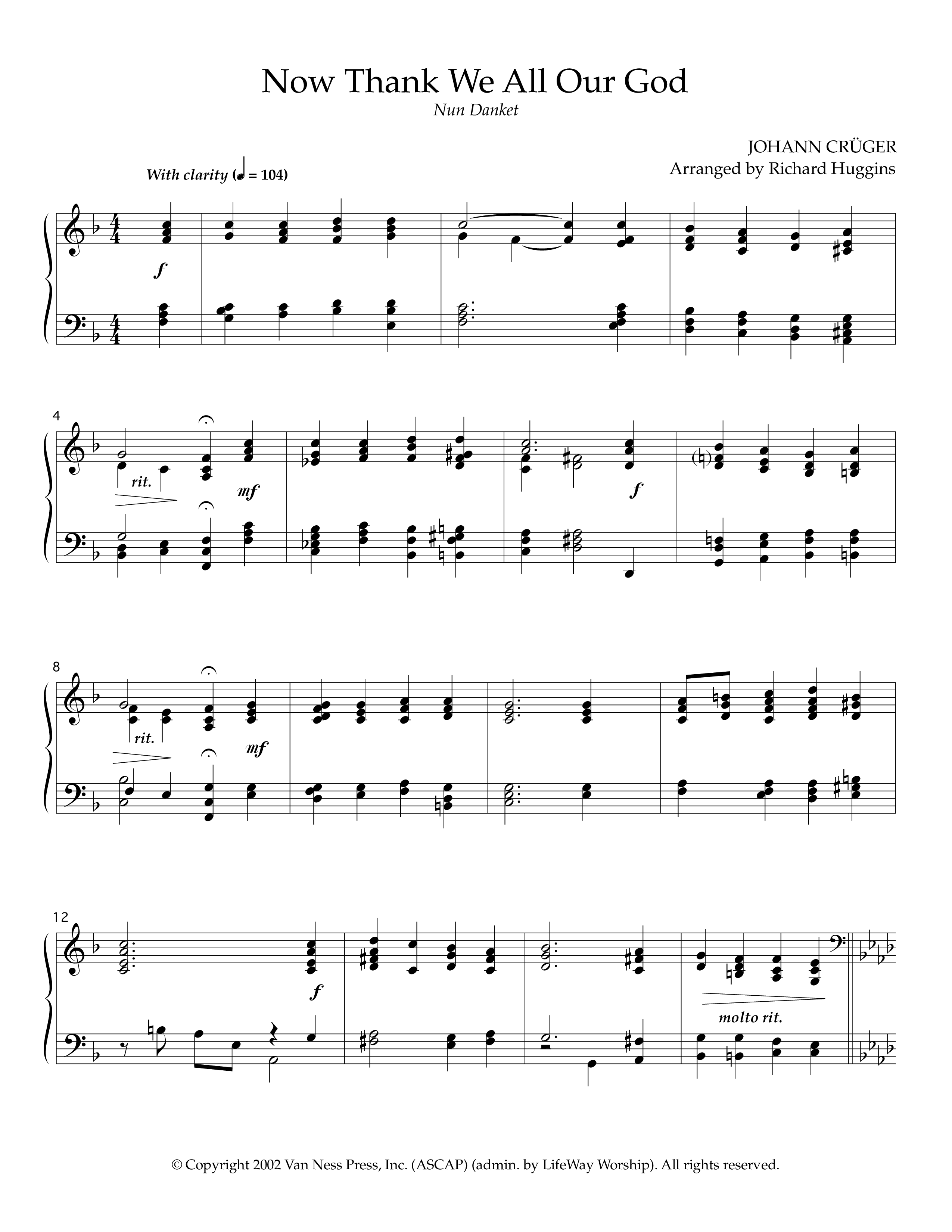 Now Thank We All Our God (Instrumental) Sheet Music PDF (Lifeway Worship / Arr. Richard Huggins ...