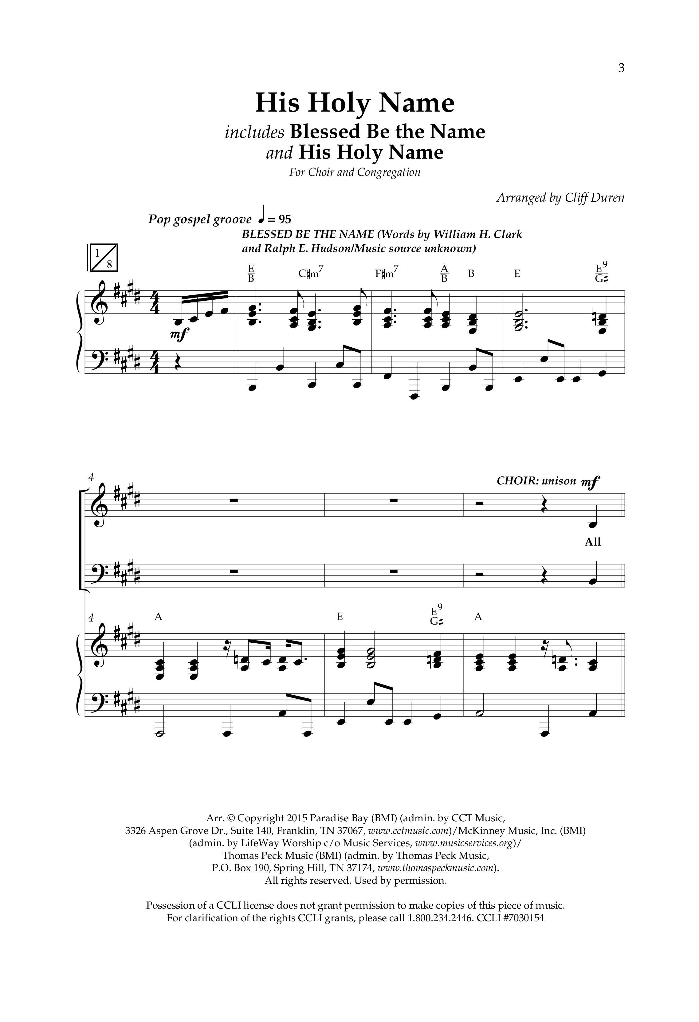 His Holy Name (with Blessed Be The Name) (Choral Anthem SATB) Sheet Music PDF (Lifeway Choral ...