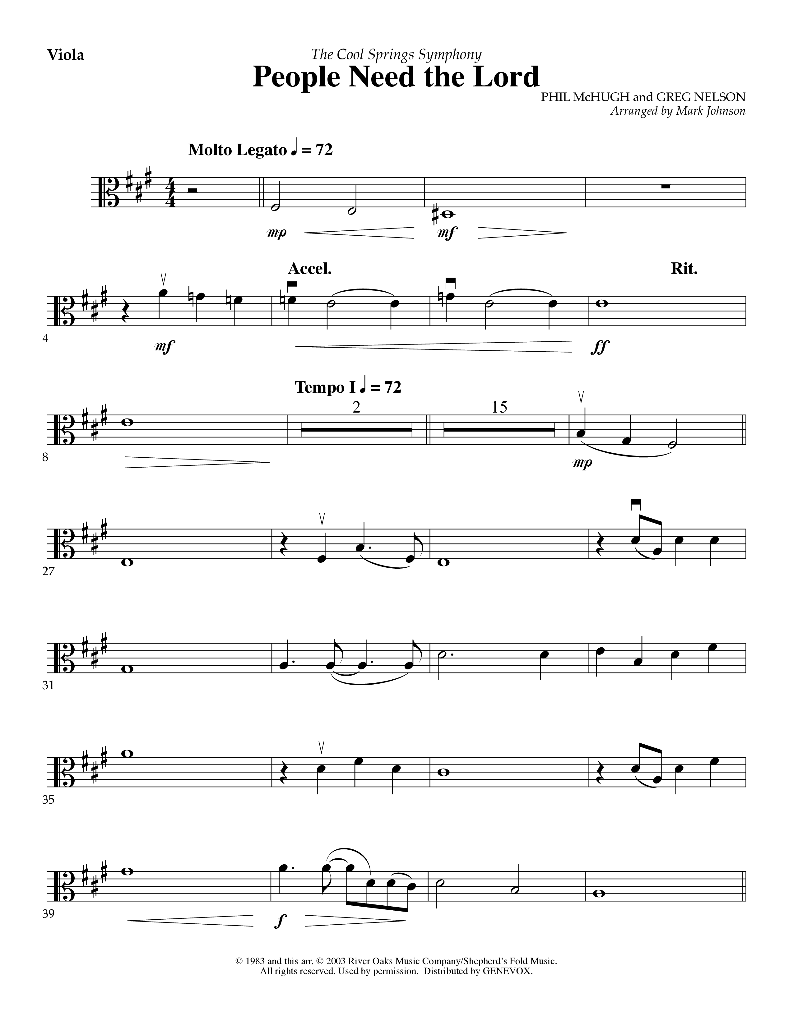 People Need The Lord (Instrumental) Viola Sheet Music PDF (Lifeway Worship / Arr. Mark Johnson ...