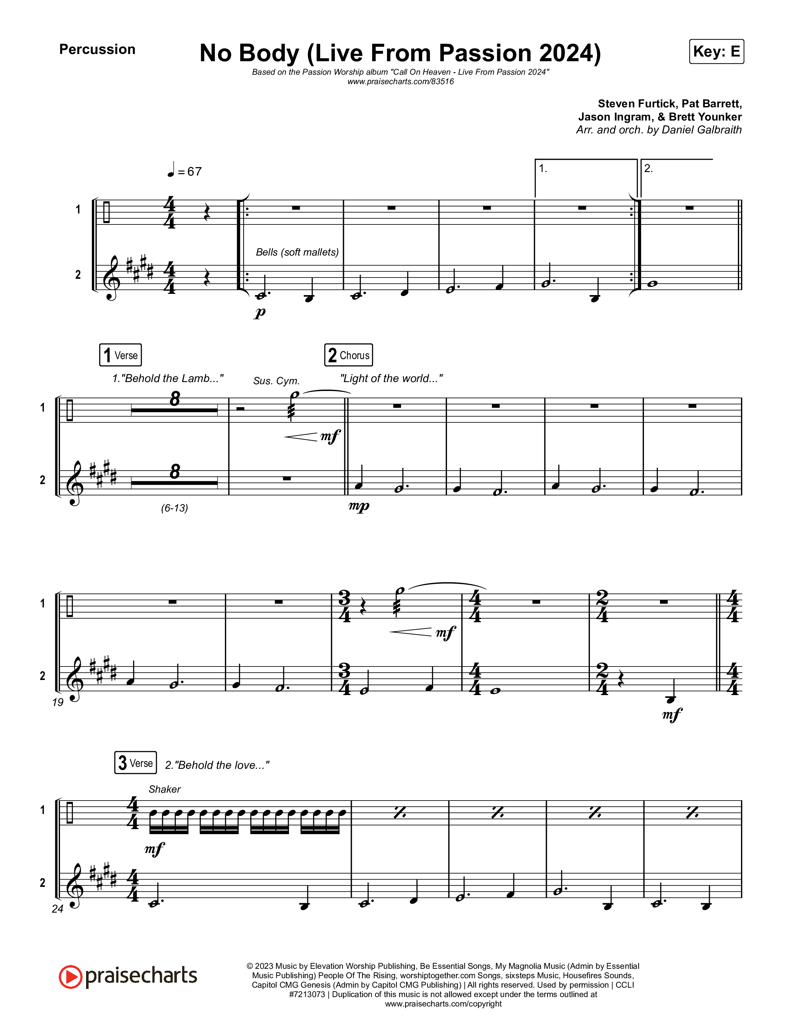 No Body (Live From Passion 2024) Percussion Sheet Music PDF (Passion / Chidima) - PraiseCharts