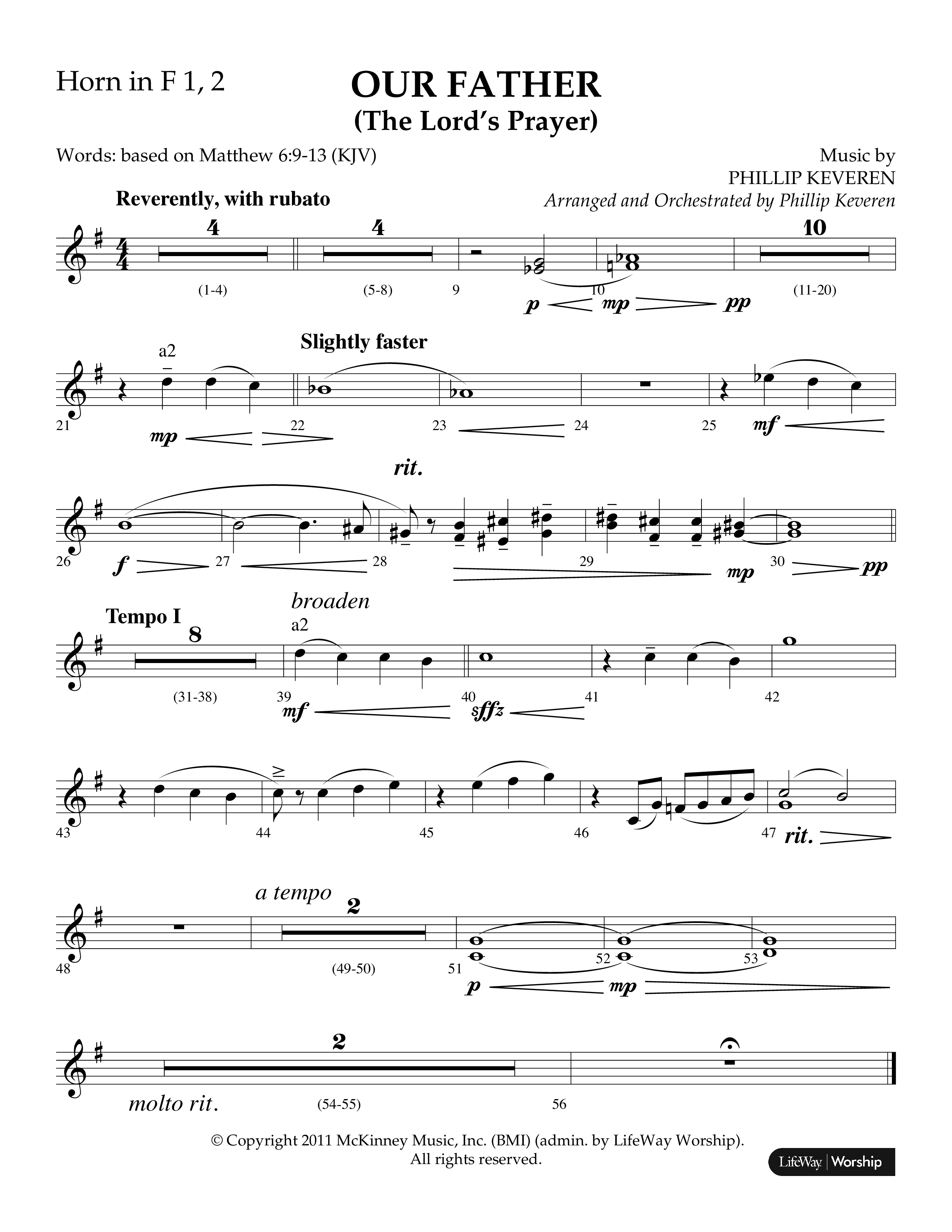 Our Father (The Lords Prayer) (Choral Anthem SATB) French Horn Sheet ...