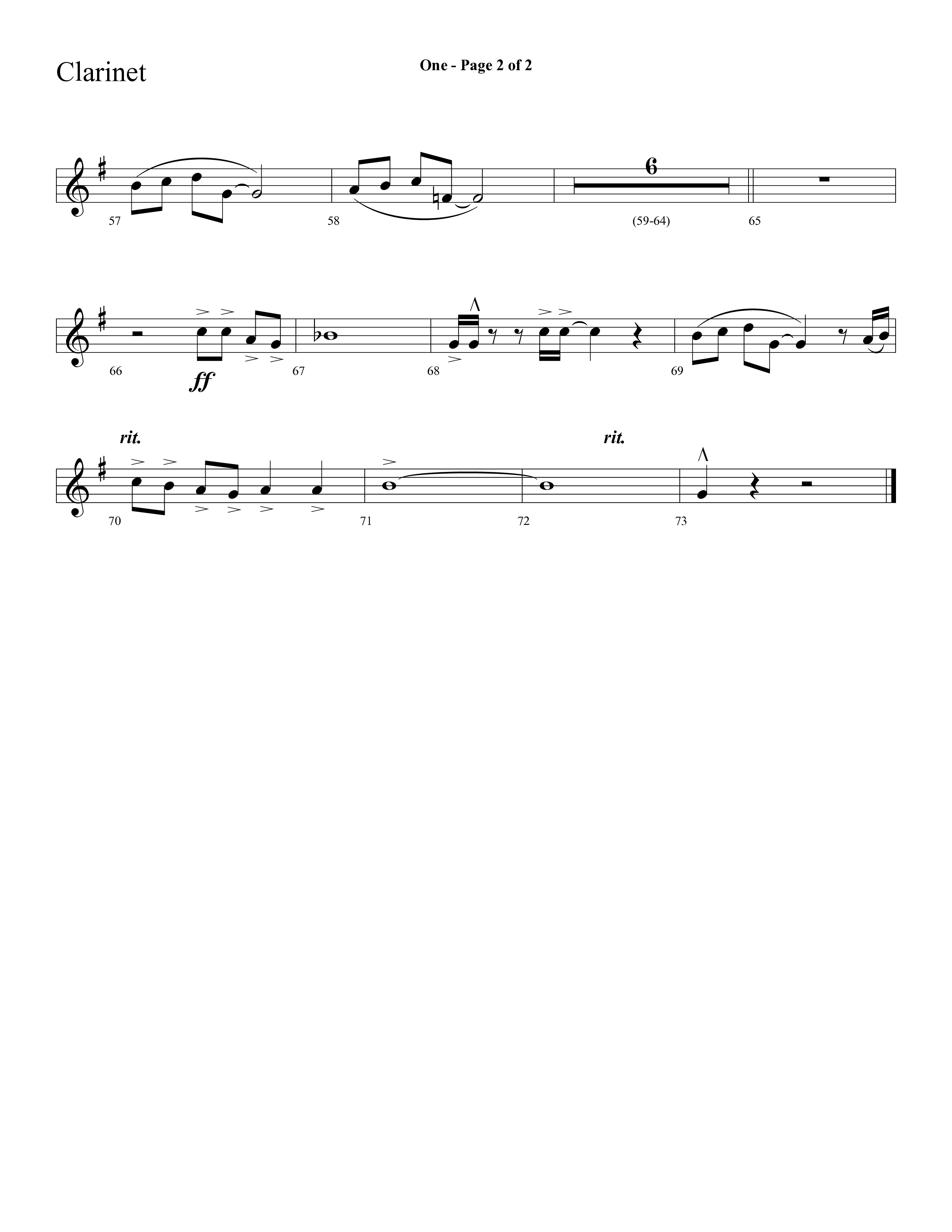 One (Choral Anthem SATB) Clarinet Sheet Music PDF (Lifeway Choral) - PraiseCharts