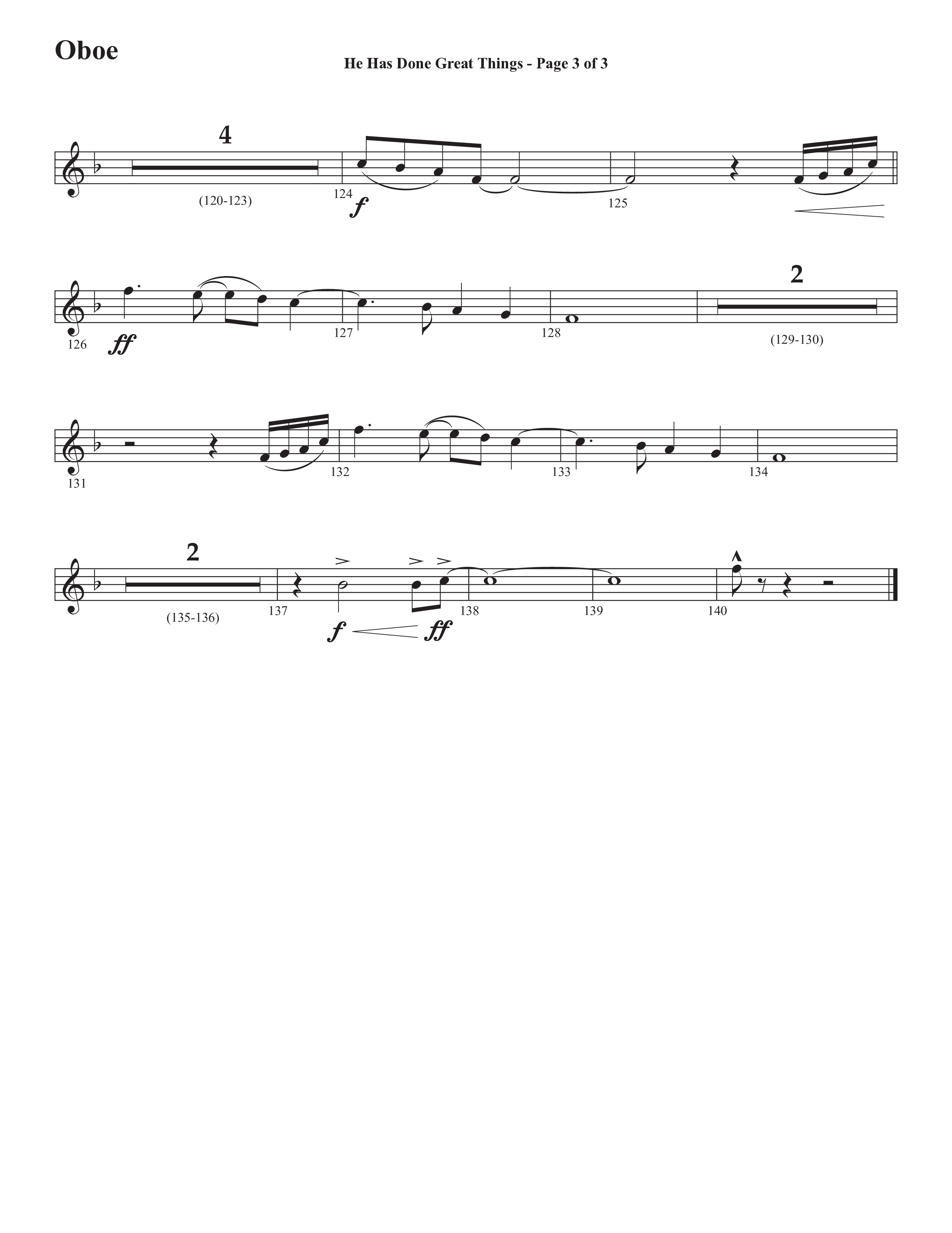 He Has Done Great Things (The Magnificat) (Choral Anthem SATB) Oboe Sheet Music PDF (Semsen ...