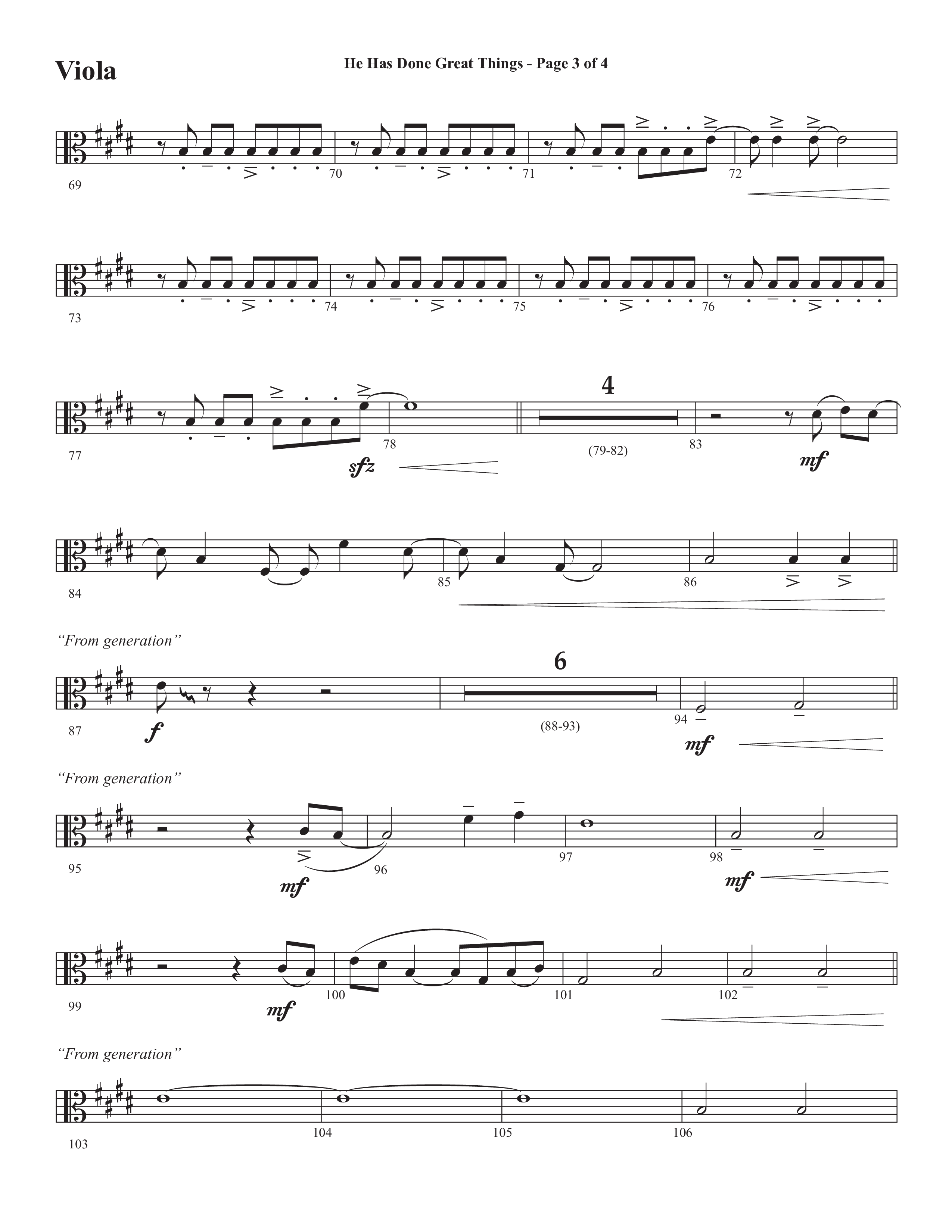 He Has Done Great Things (The Magnificat) (Choral Anthem SATB) Viola Sheet Music PDF (Semsen ...