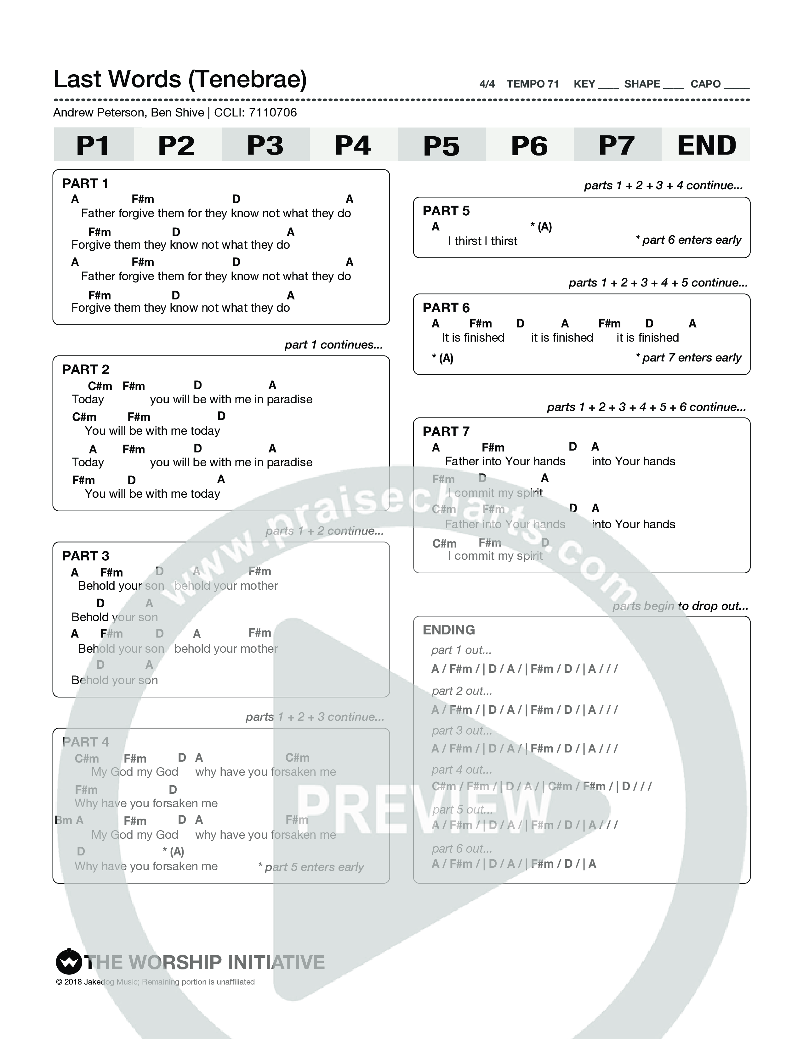 Last Words (Tenebrae) Chords PDF (The Worship Initiative) - PraiseCharts