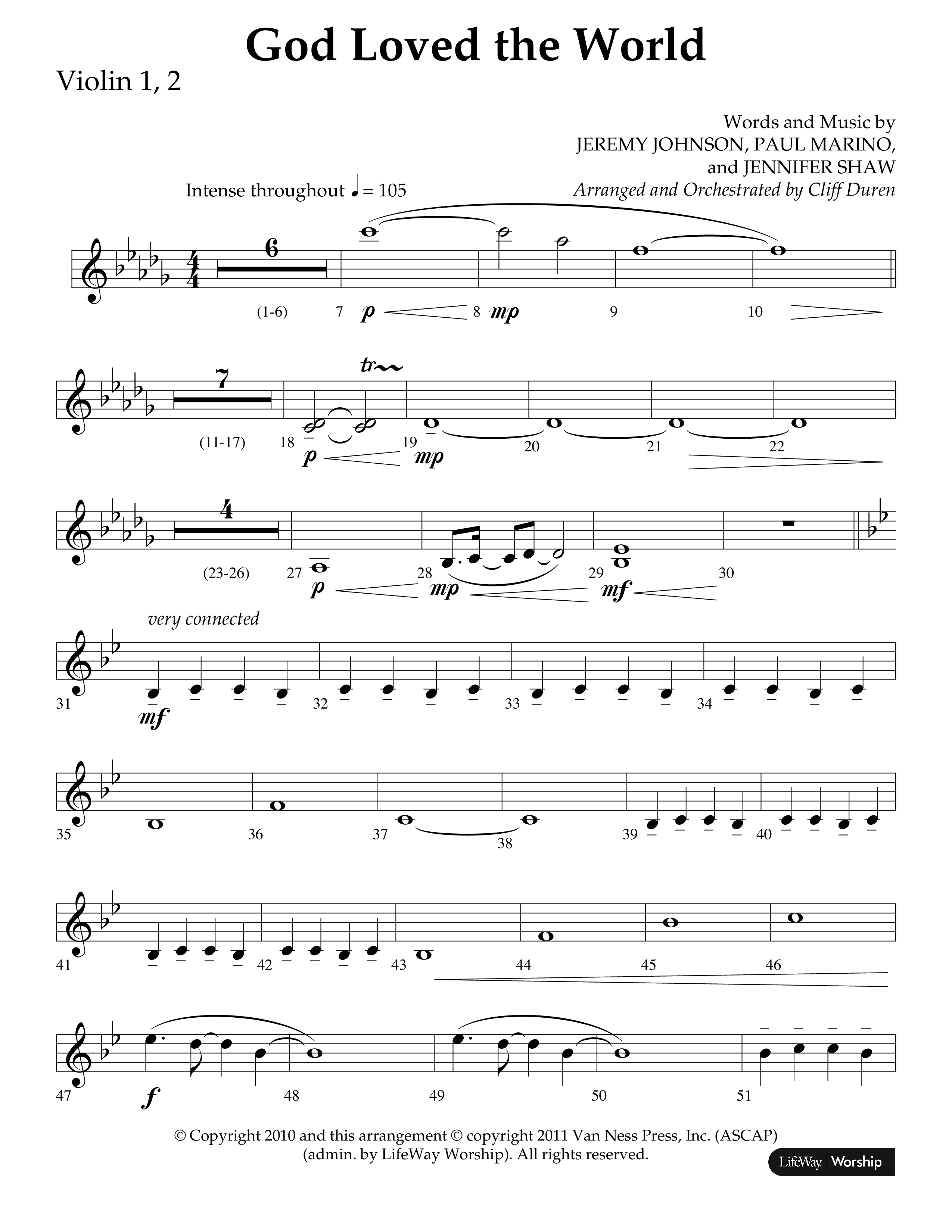 God Loved The World (Choral Anthem SATB) Violin Sheet Music PDF ...