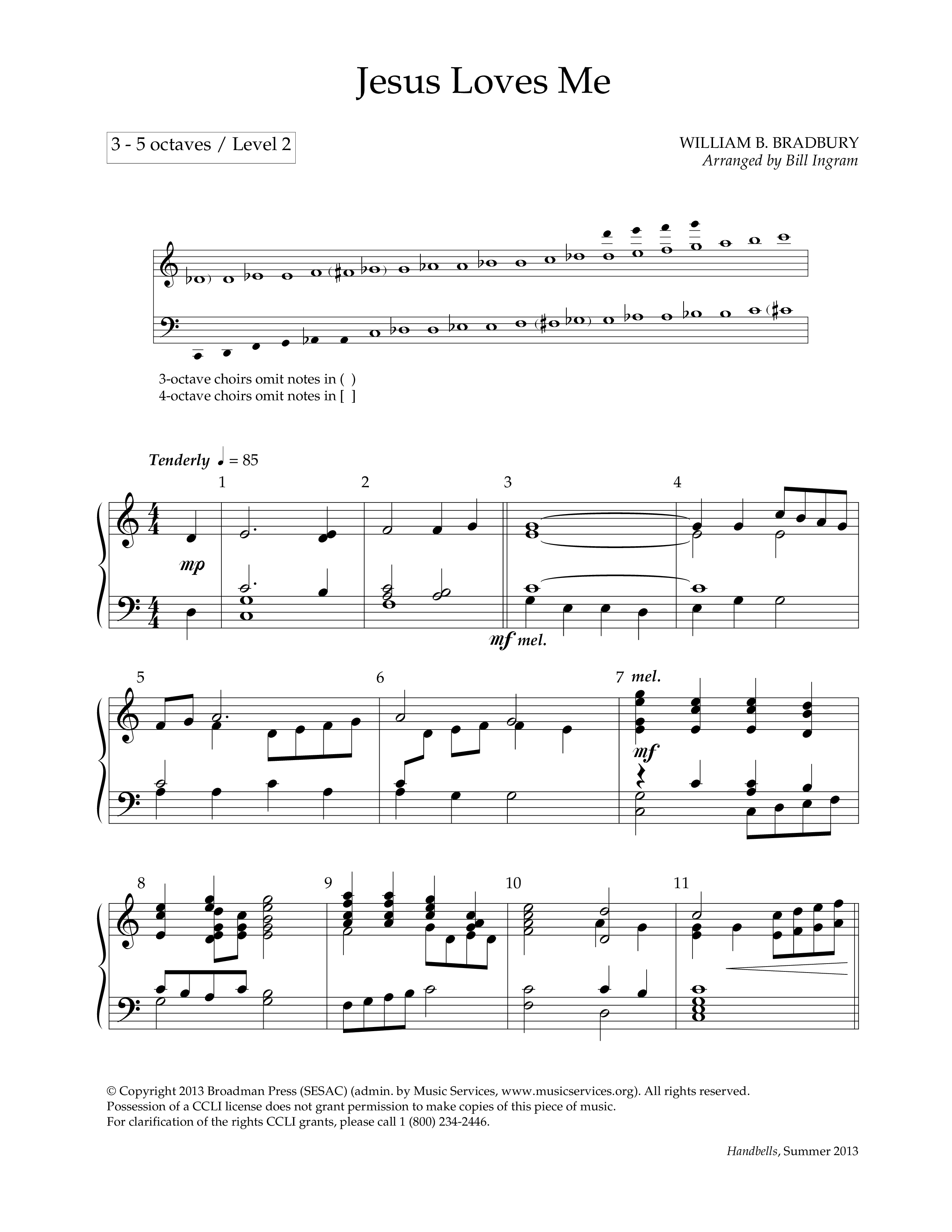 Jesus Loves Me (Handbells) Sheet Music PDF (Lifeway Worship / Arr. Bill ...