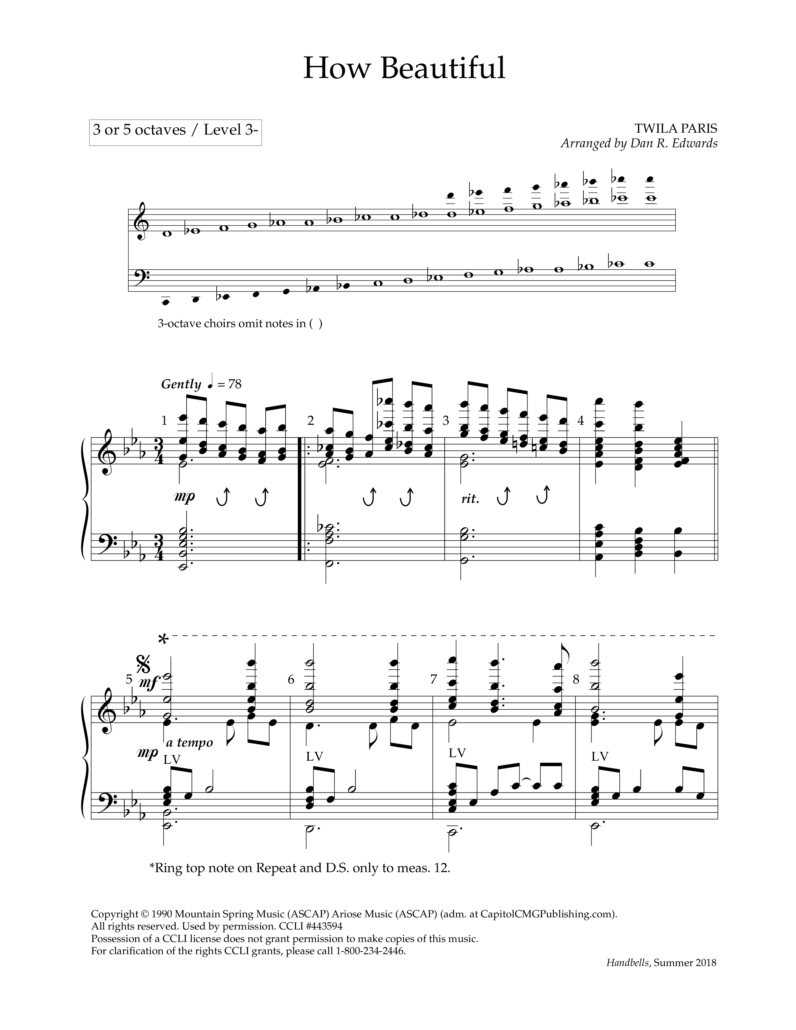How Beautiful (Handbells) Sheet Music PDF (Lifeway Worship / Arr. Carl ...