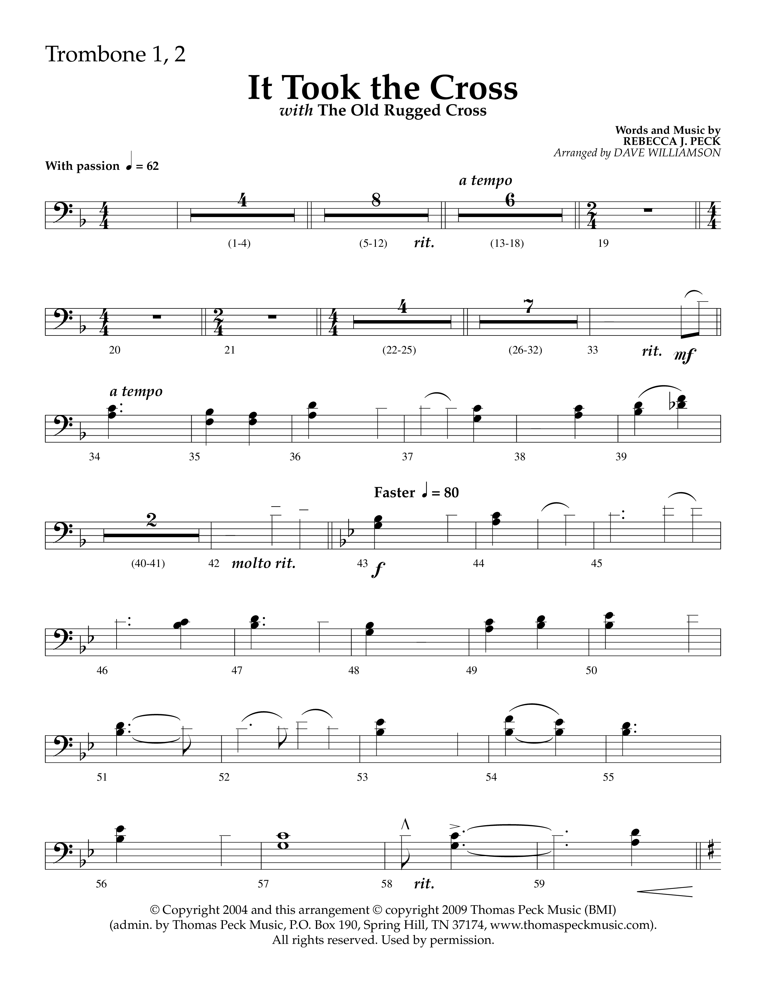 It Took The Cross (with The Old Rugged Cross) (Choral Anthem SATB) Trombone Sheet Music PDF ...