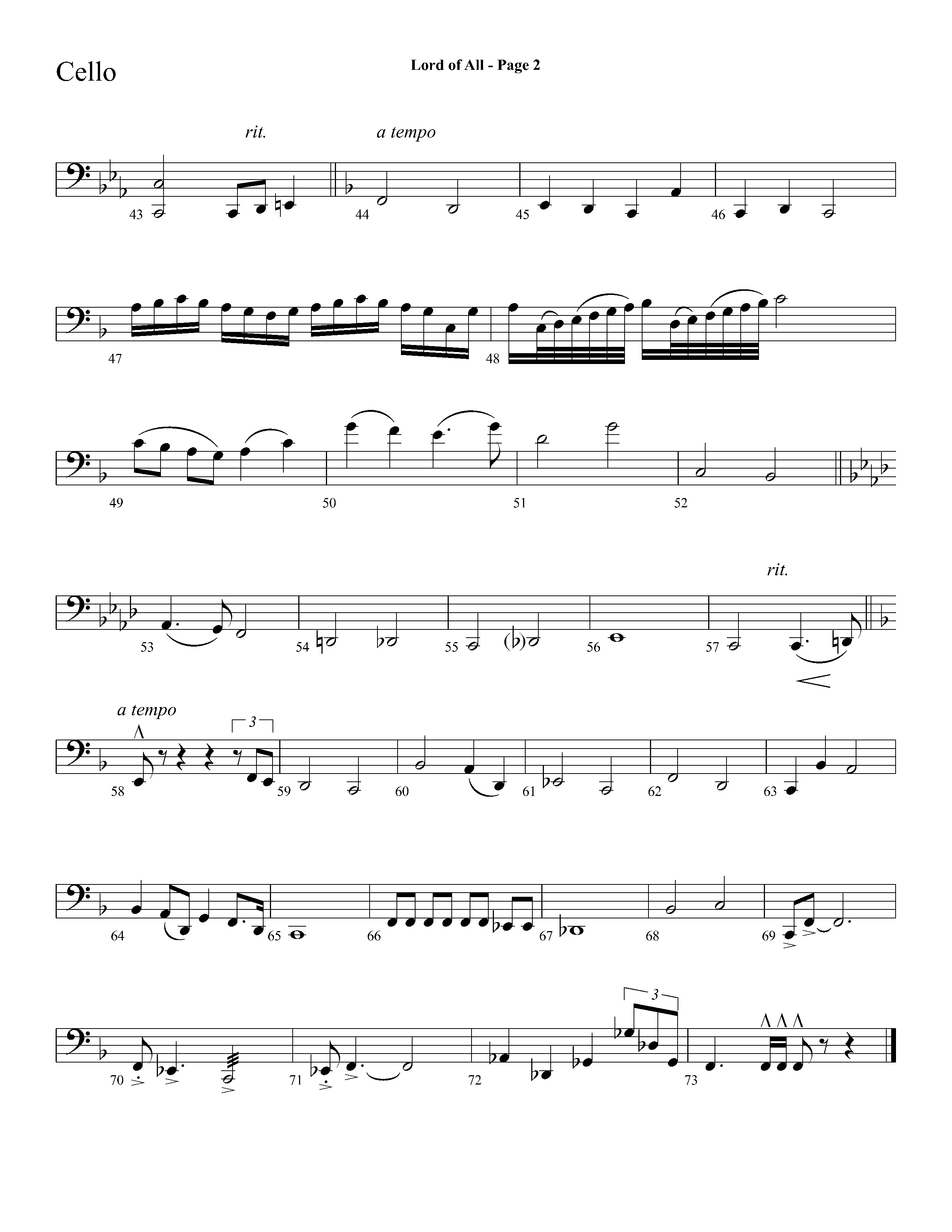 Lord Of All (with All Hail The Power Of Jesus Name) (Choral Anthem SATB) Cello Sheet Music PDF ...