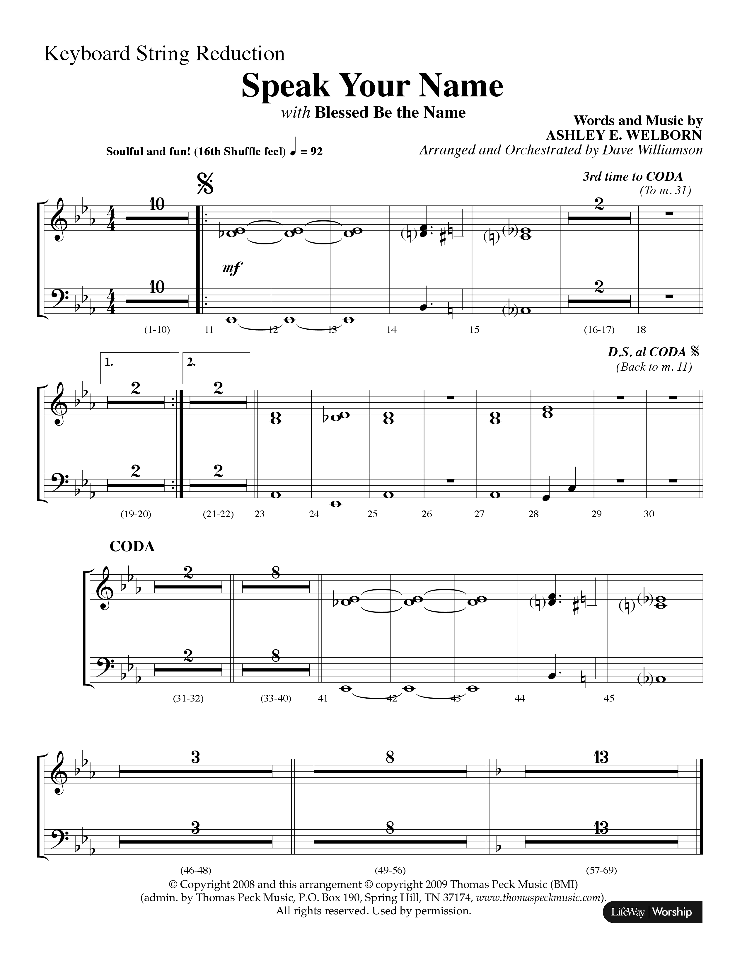 Speak Your Name (with Blessed Be The Name) (Choral Anthem SATB) String Reduction Sheet Music PDF ...