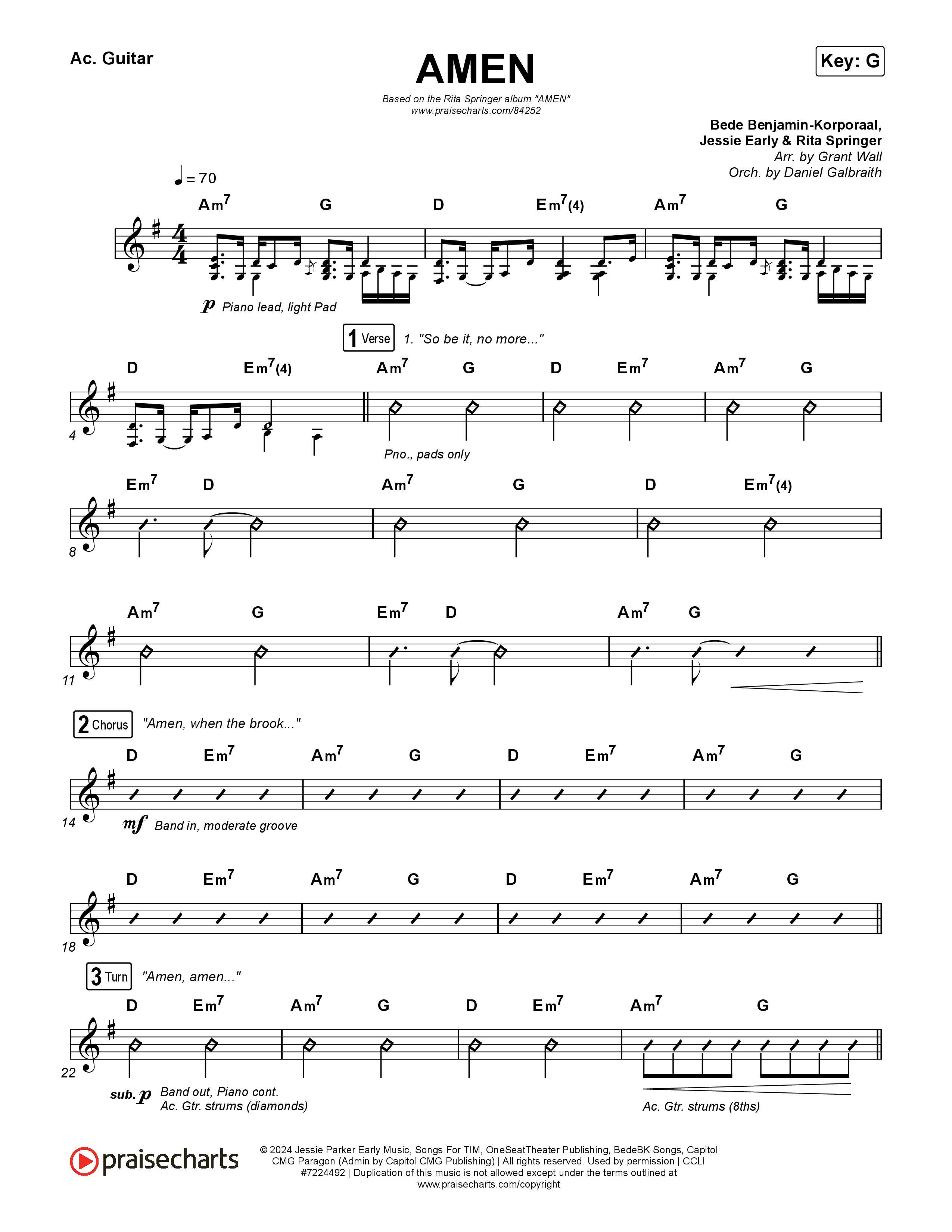 AMEN Acoustic Guitar Sheet Music PDF (Rita Springer) - PraiseCharts