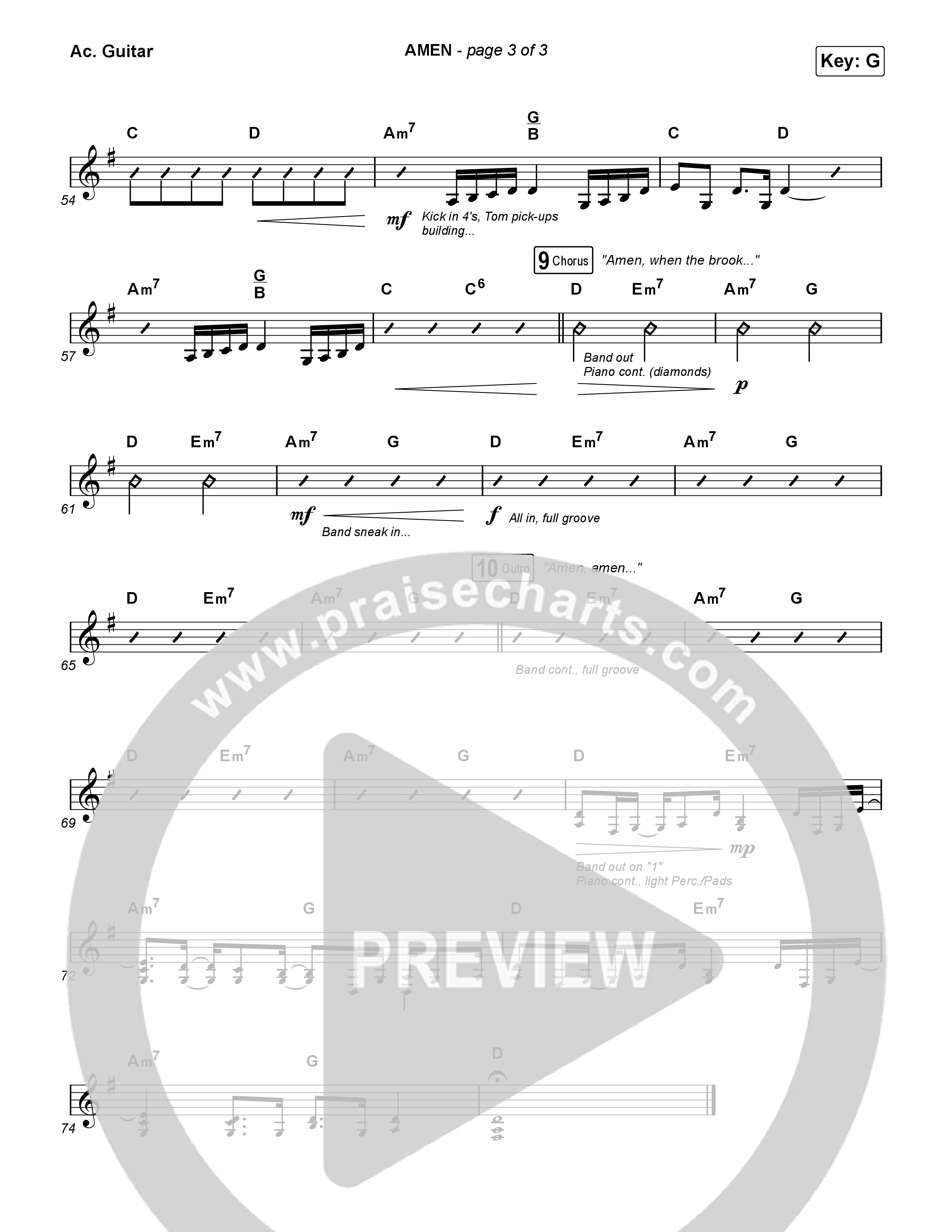 AMEN Acoustic Guitar Sheet Music PDF (Rita Springer) - PraiseCharts